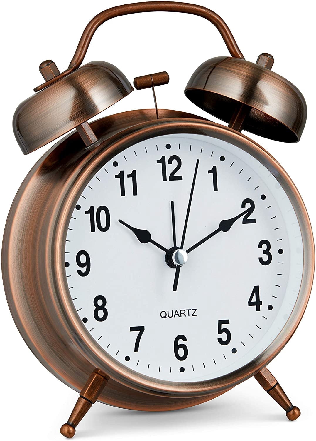 Analog Alarm Clock 4" Twin Bell Vintage Red Silent Non-Ticking Quartz ...