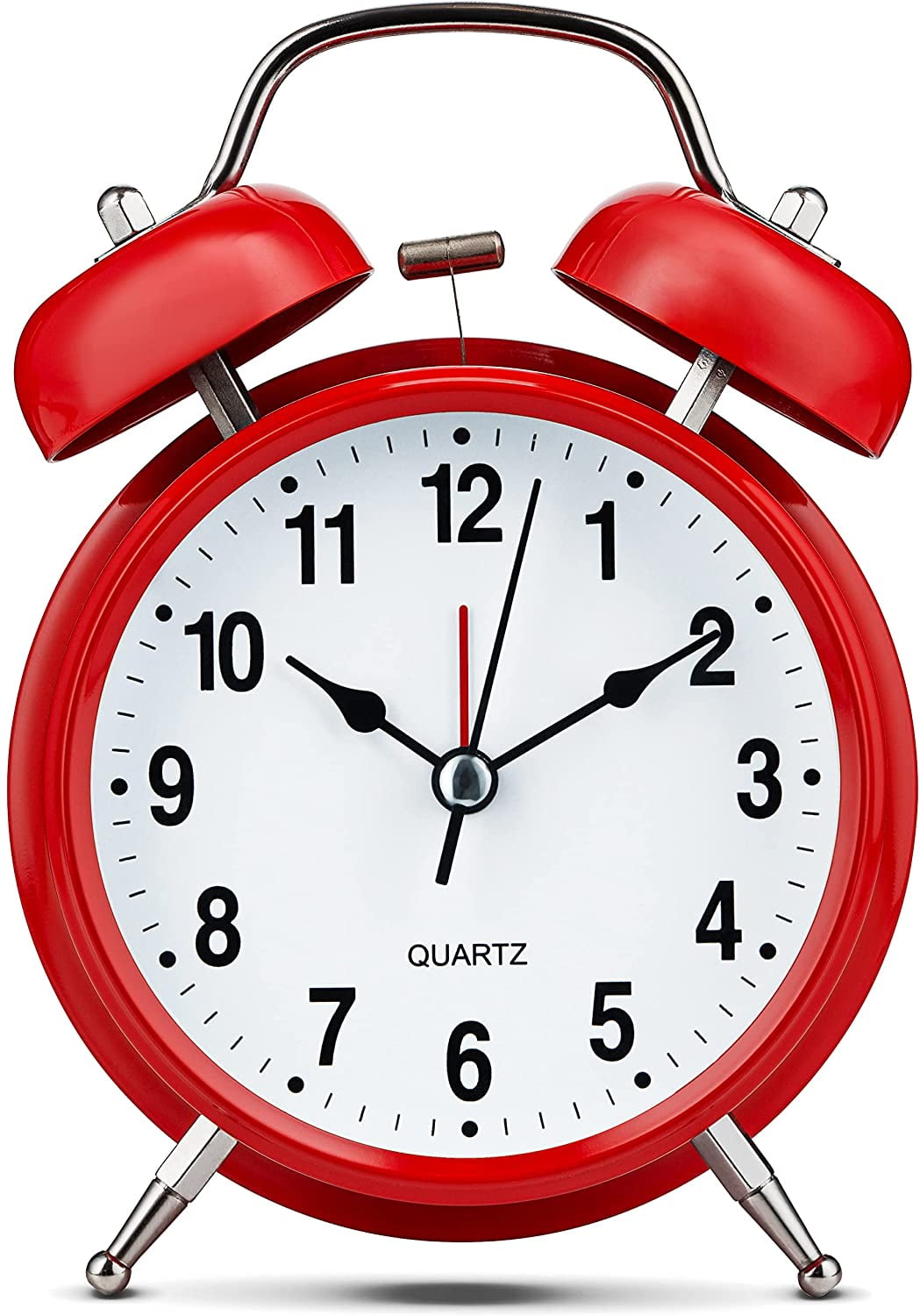 Walmart Analog Alarm Clock, Twin Bell, Red, Silent, Quartz, Extra Loud ...