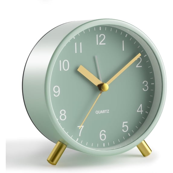 Analog Alarm Clock, 4 inch Super Silent Non Ticking Small Clock with ...