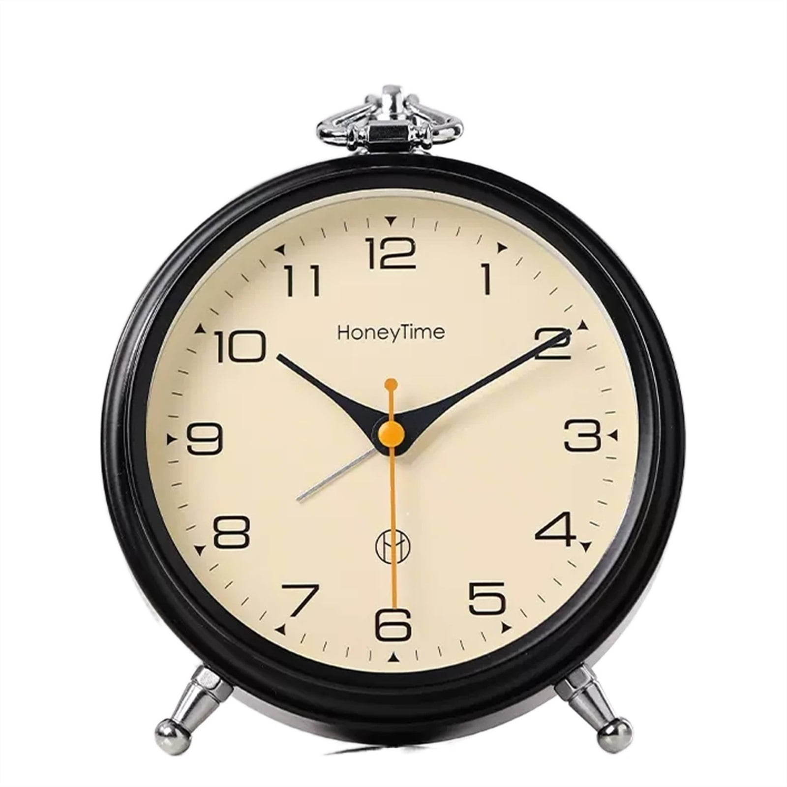 Analog Alarm Clock, 6 Inch Round Alarm Clock Non Ticking, Battery ...