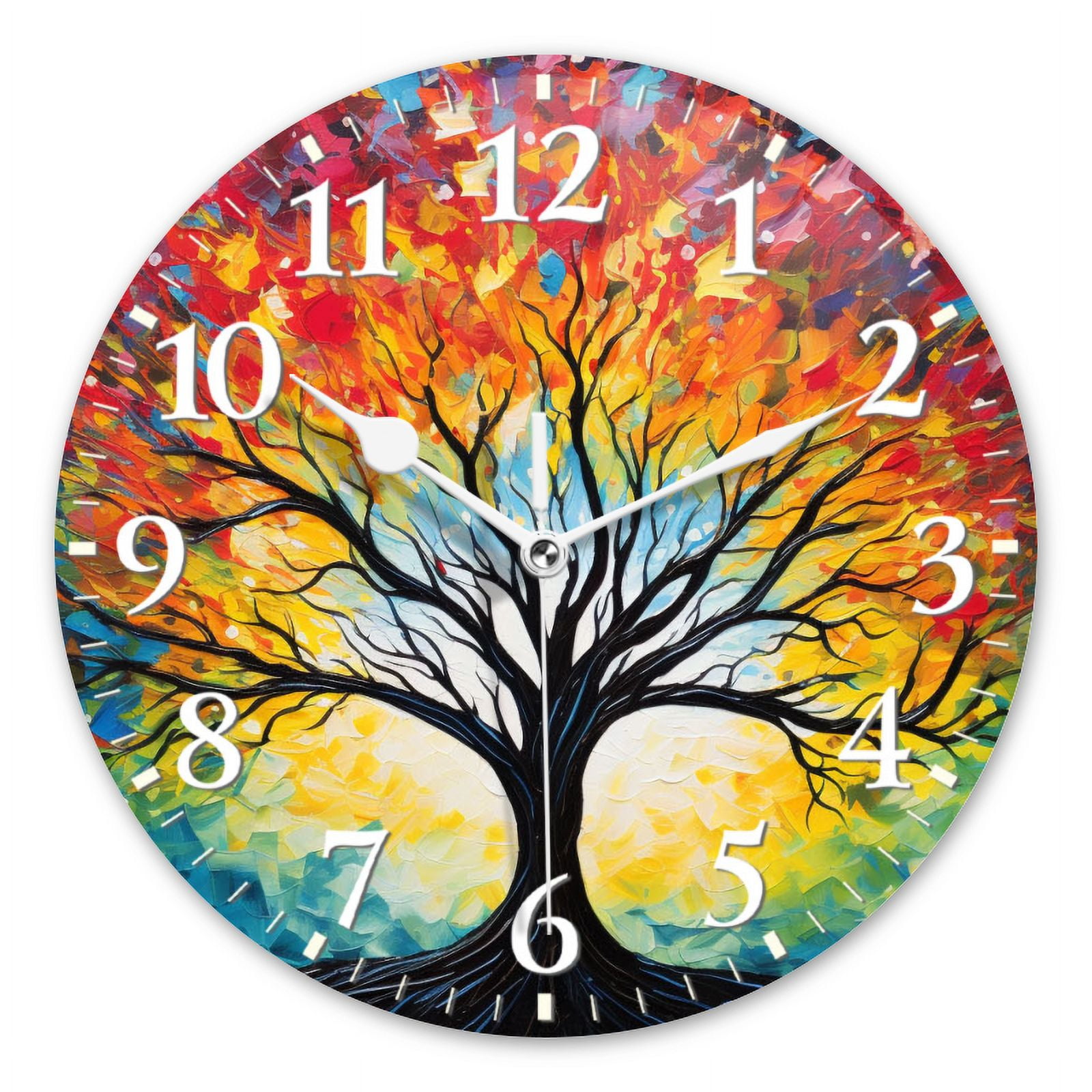 Analog Clcok Round Clocks Non-Ticking Silent Wall Clock Battery ...