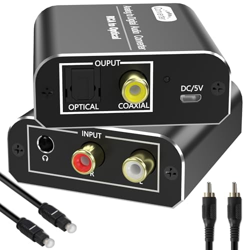 Analog to Digital Audio Converter, RCA & 3.5mm to Optical Toslink ...