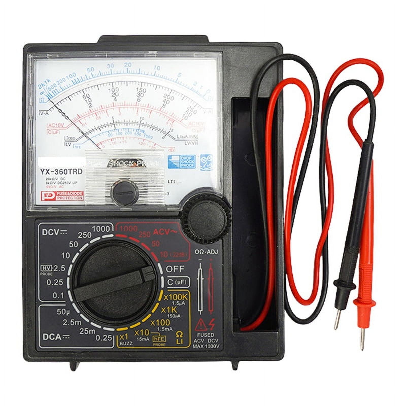 Analog Multimeter Tester with Buzzer Test Pen Voltage Current Tester DC ...