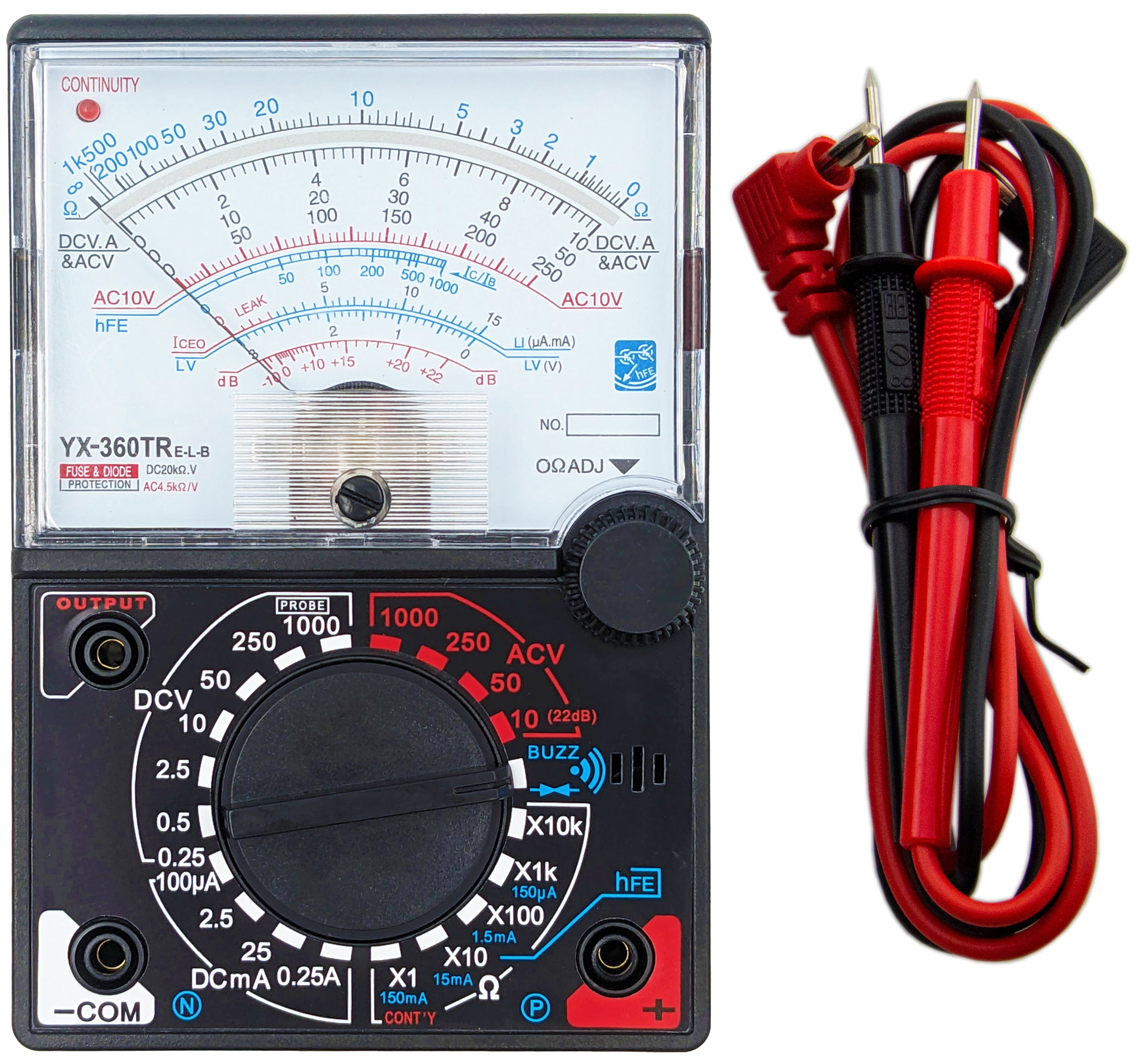 Analog Multimeter with LED Indicator & Buzzer for Continuity Test ...