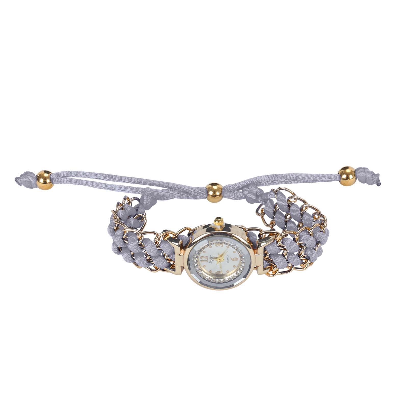 Analog Rope Watch Knitting Wrist Quartz Winding Movement Women Chain ...