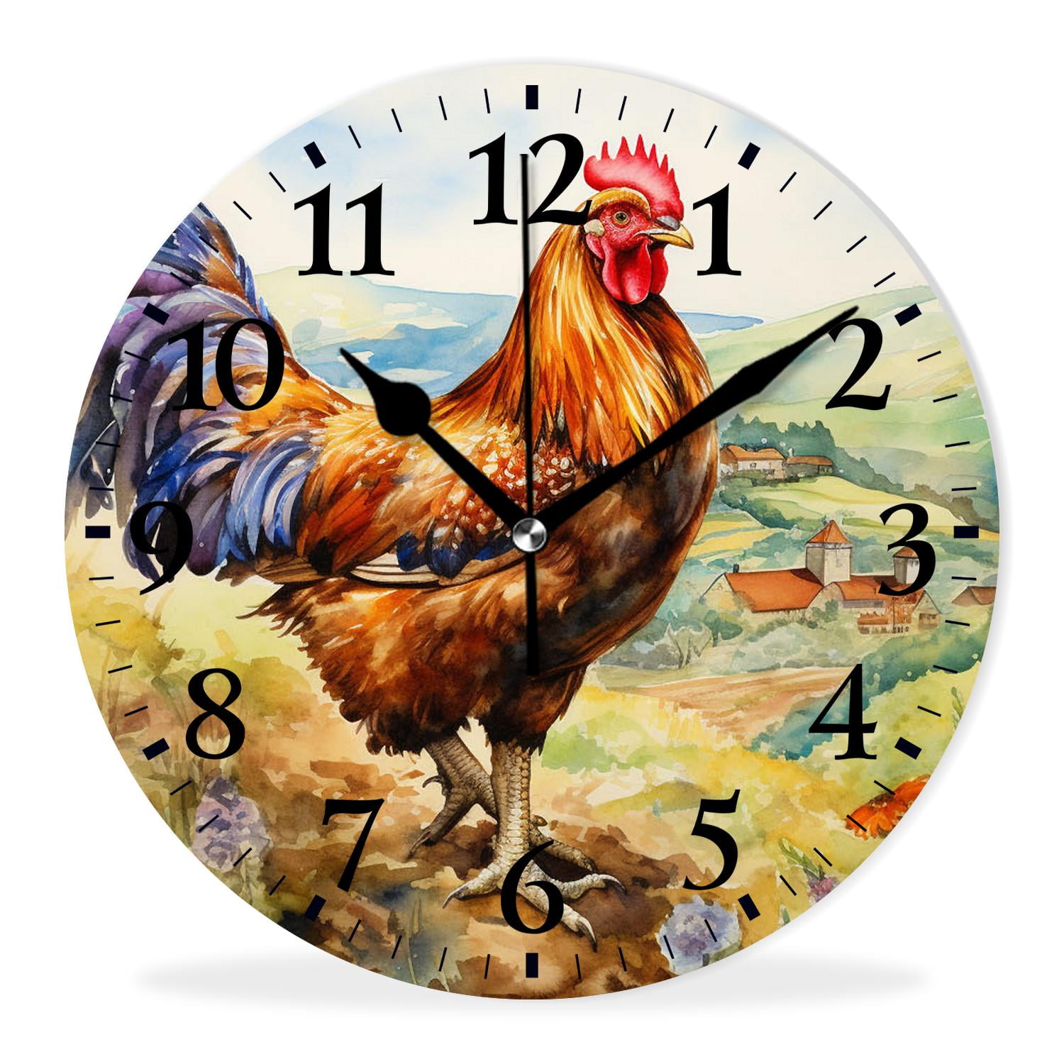 Analog Wall Clock Non-Ticking Sweep Movement Wall Clocks Battery ...
