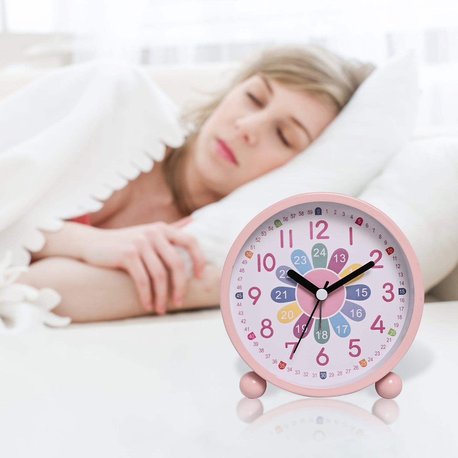 Analogue Educational Silent Alarm Clock,Colorful Dial Learning Clock ...