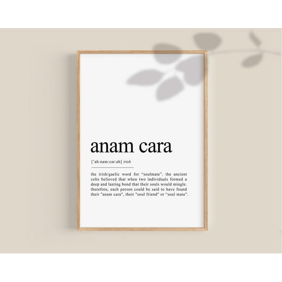 Anam Cara Definition Irish Love Art, Unframed Paper Print Size 12x18 ...