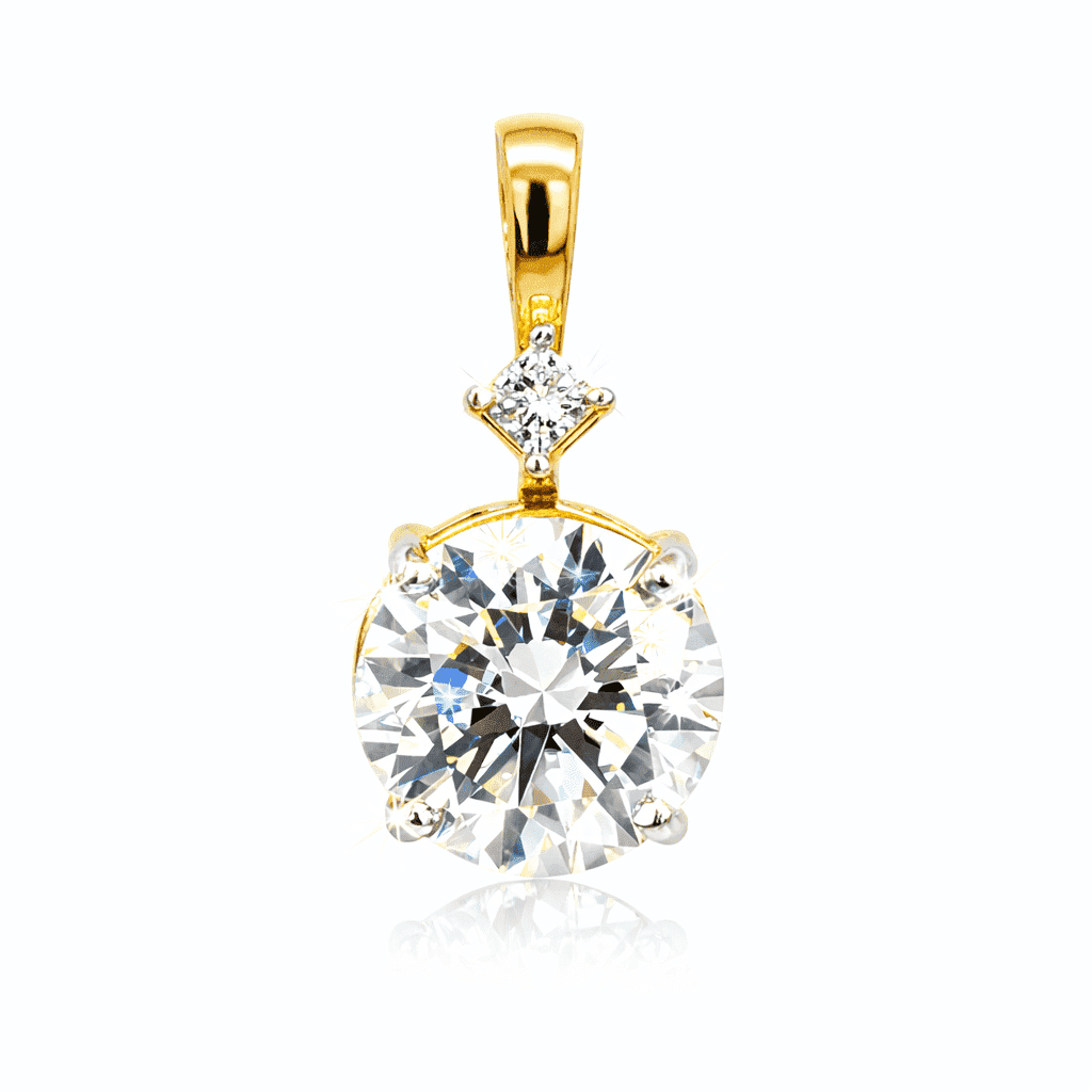 Anamira 3 CT Certified Lab Grown Round Diamond Pendant in 14K Gold ...