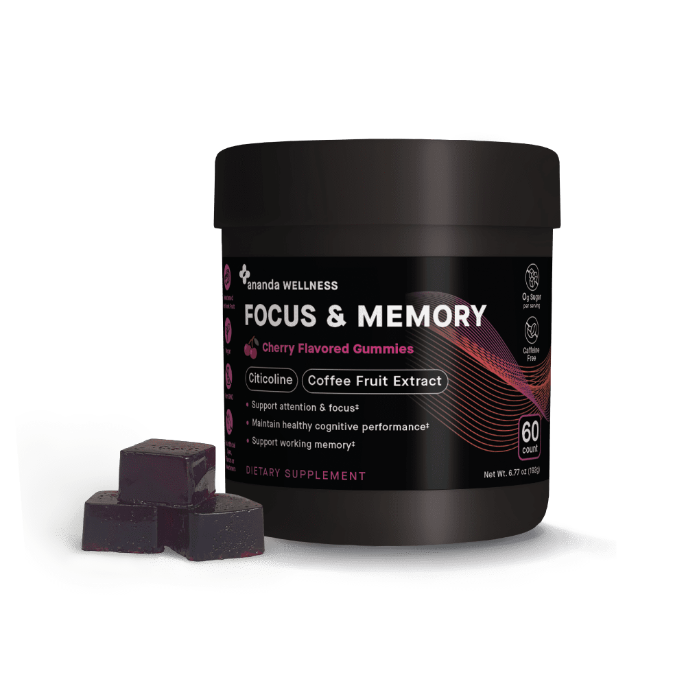 Ananda Wellness Focus & Memory Gummies, Cherry Flavor, Zero Sugar ...