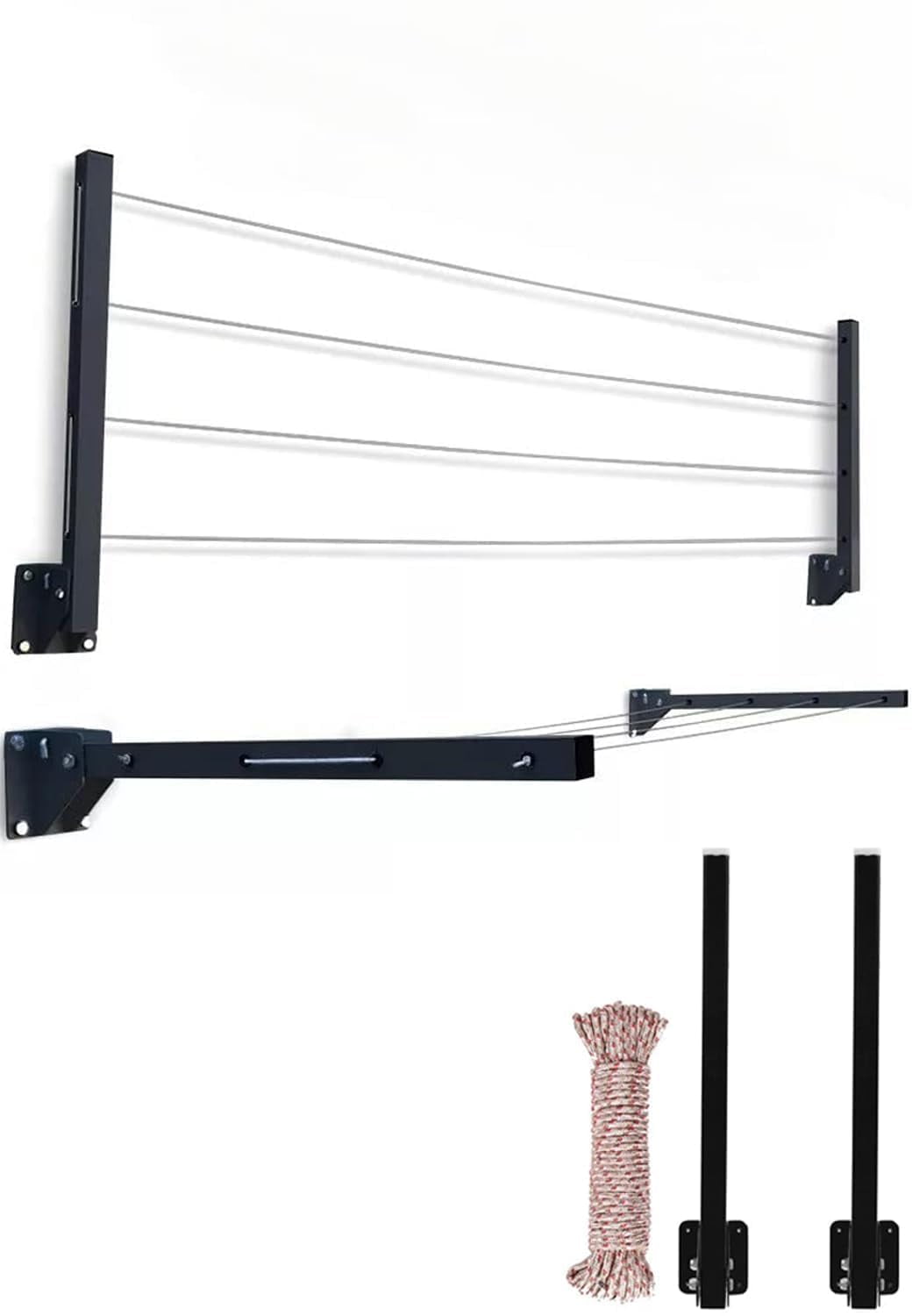 AnantOne Wall Mounted Heavy Duty 5 Layer Cloth Drying Stand for Balcony ...