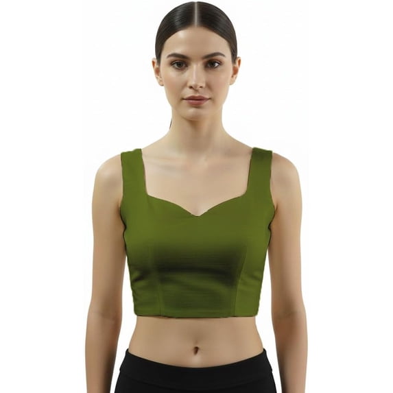 Ananya Fashion and Crafts Hub Women’s Sleeveless Sweetheart Neck Dupion ...