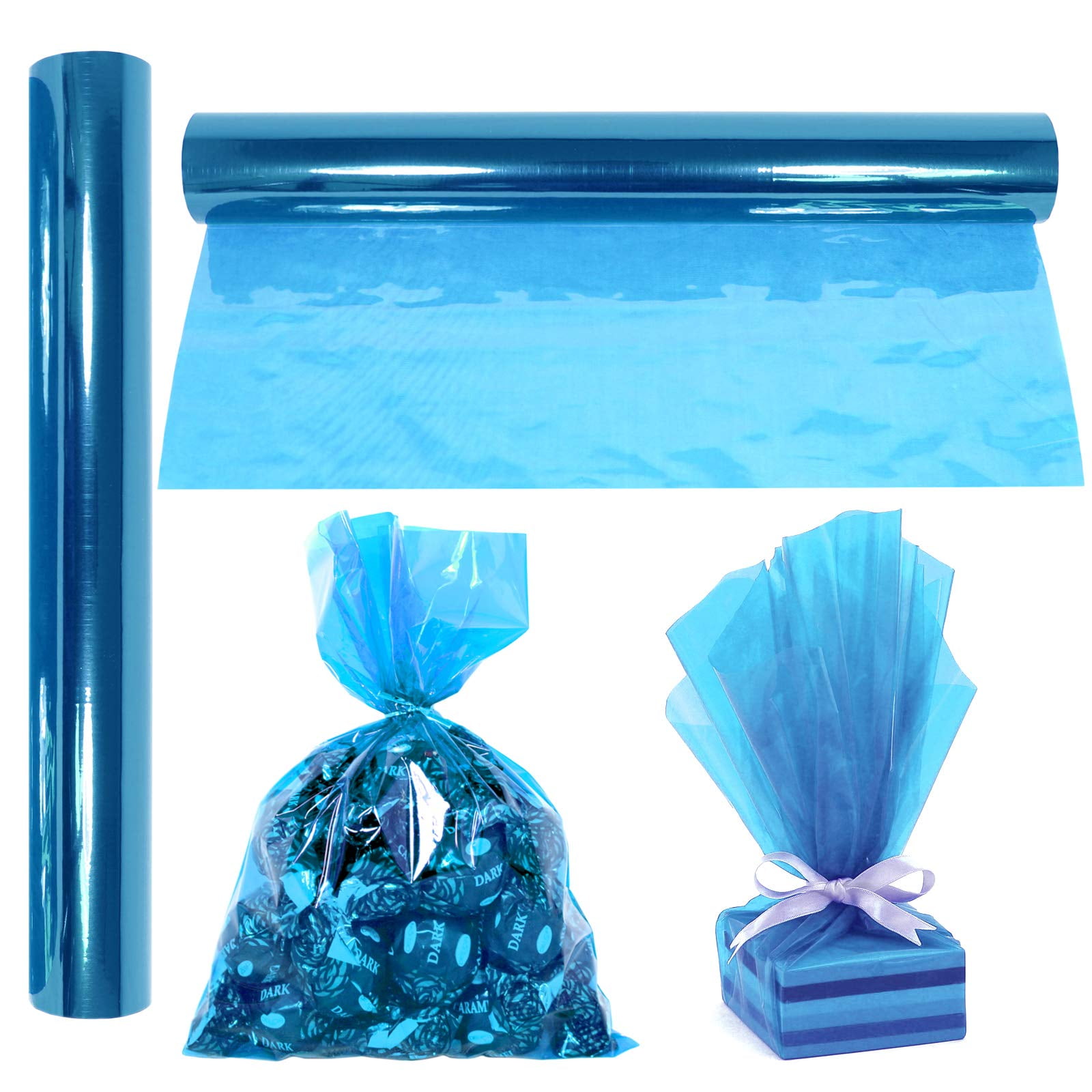 AnapoliZ Cellophane Wrap Roll Blue | 100’ Ft. Long X 16” in. Wide | 2.3 ...