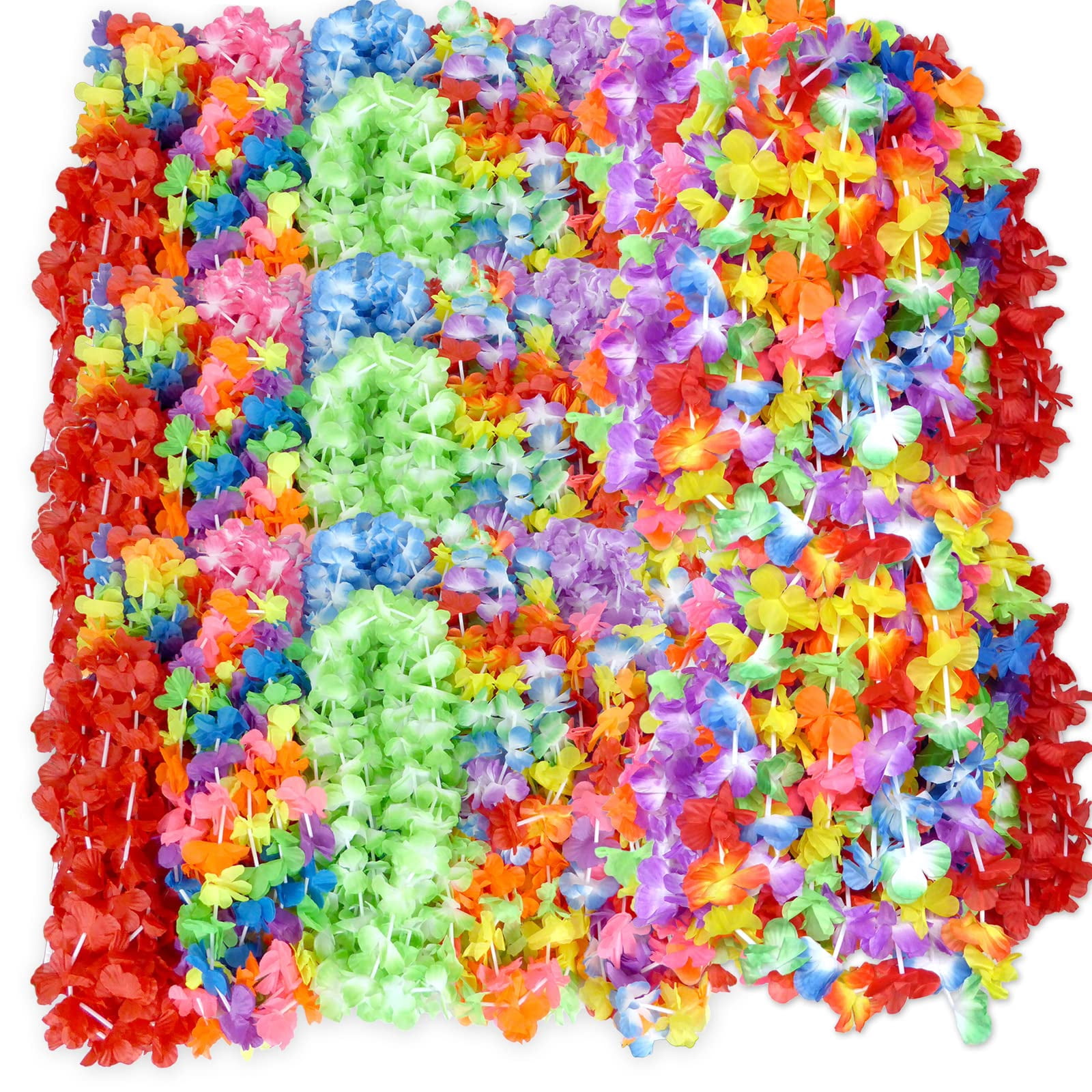 AnapoliZ Mega Luau Leis DHF10 100 Pack Hawaiian Theme Multi Colorful ...