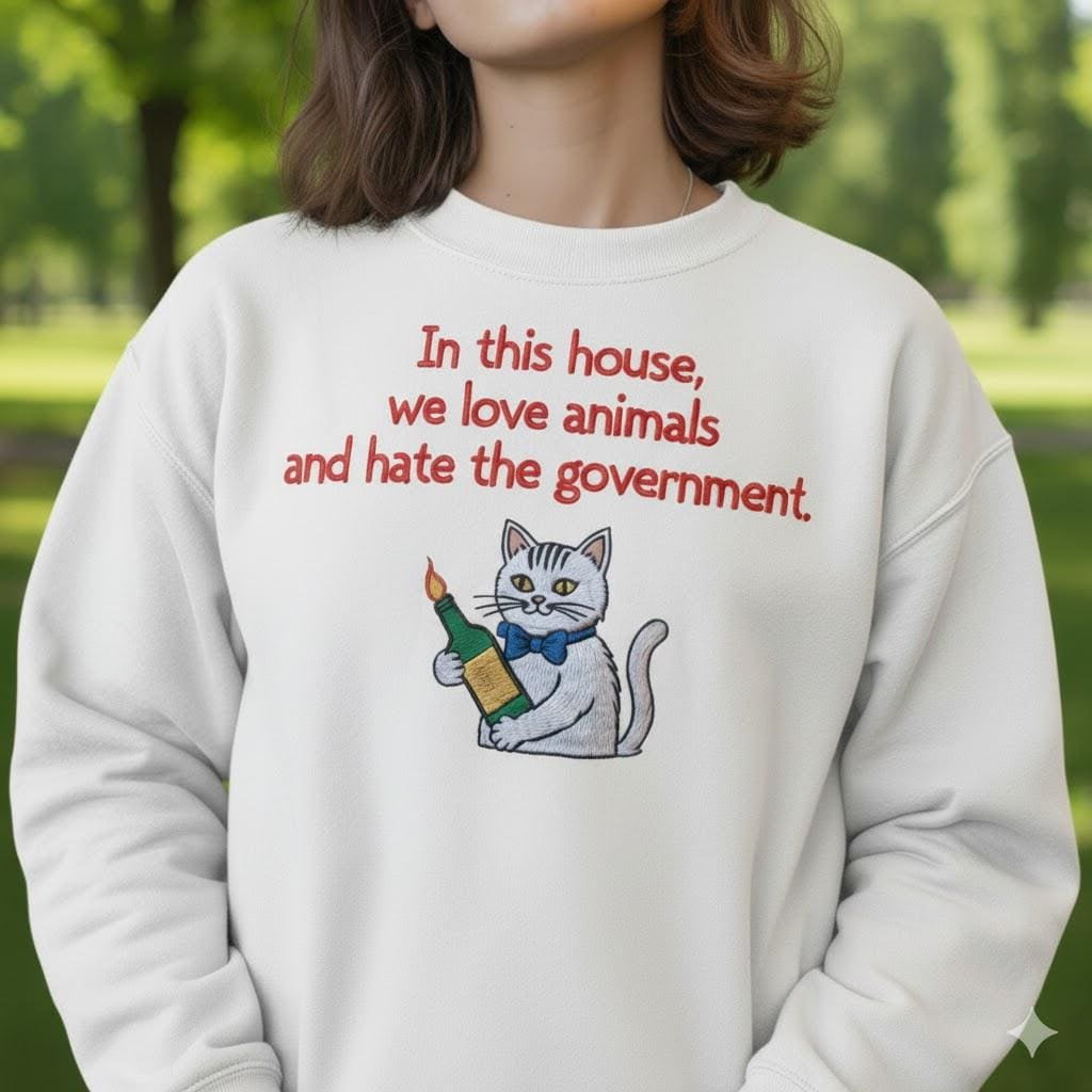 Anarchy Cat Embroidered Shirt | Cute Funny Cat Tee | Love Animals ...