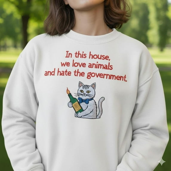 Anarchy Cat Embroidered Shirt | Cute Funny Cat Tee | Love Animals ...