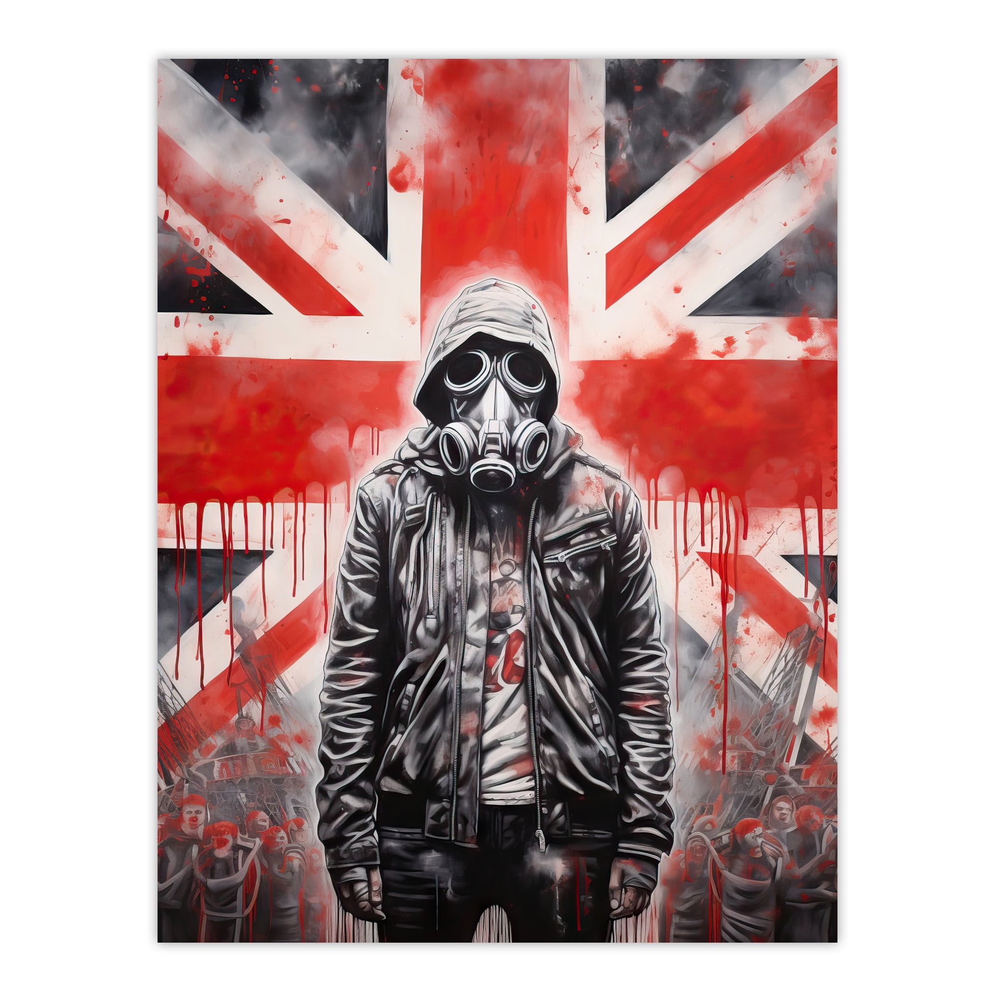 Anarchy In The UK Gas Mask Riots British Flag Blood Dystopia Unframed ...