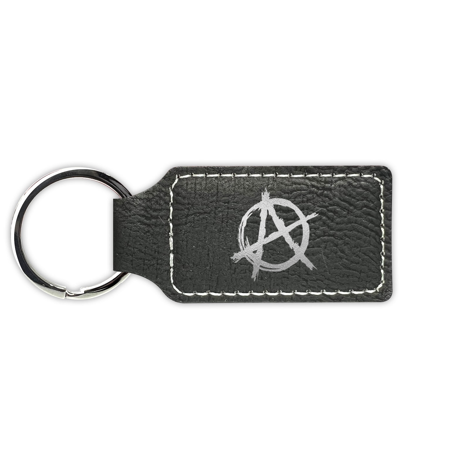 Anarchy Symbol Keychain Leatherette Rectangle - Laser Engraved - Many ...