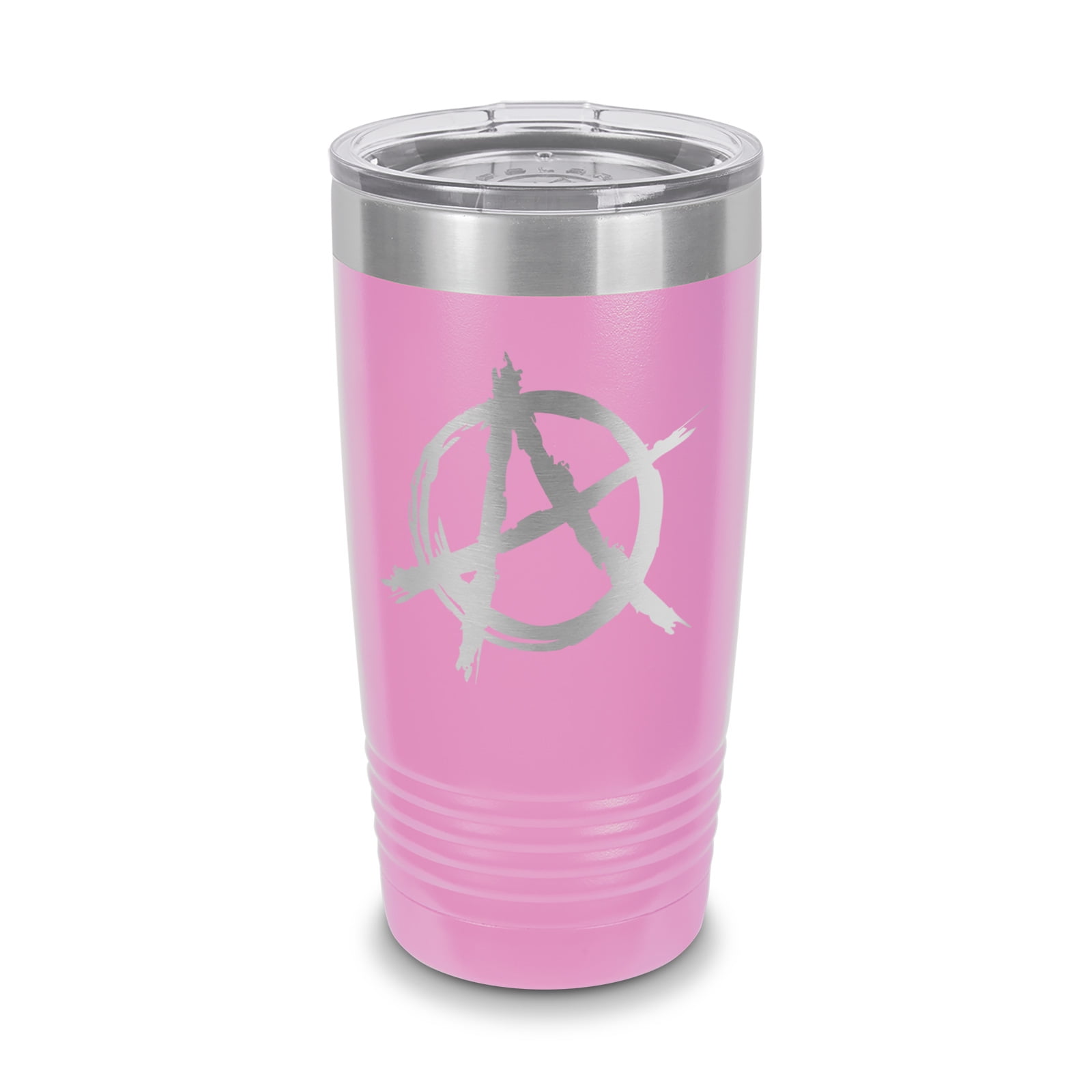 Anarchy Symbol Tumbler 20 oz - Laser Engraved w/ Clear Lid - Stainless ...