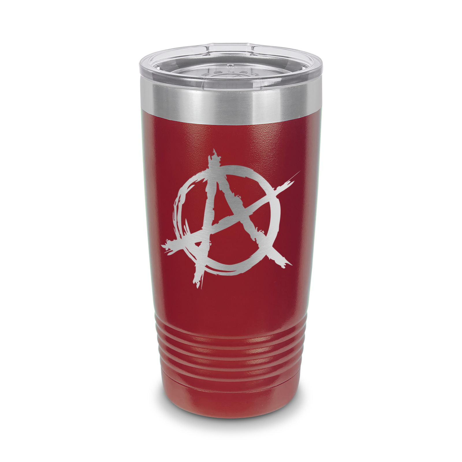 Anarchy Symbol Tumbler 20 oz - Laser Engraved w/ Clear Lid - Stainless ...