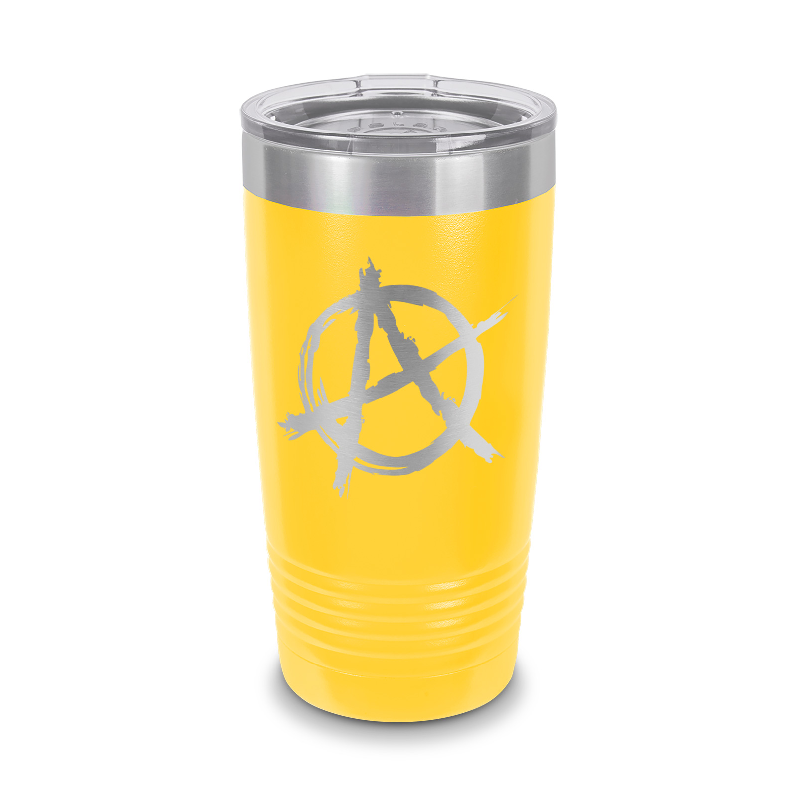 Anarchy Symbol Tumbler 20 oz - Laser Engraved w/ Clear Lid - Stainless ...