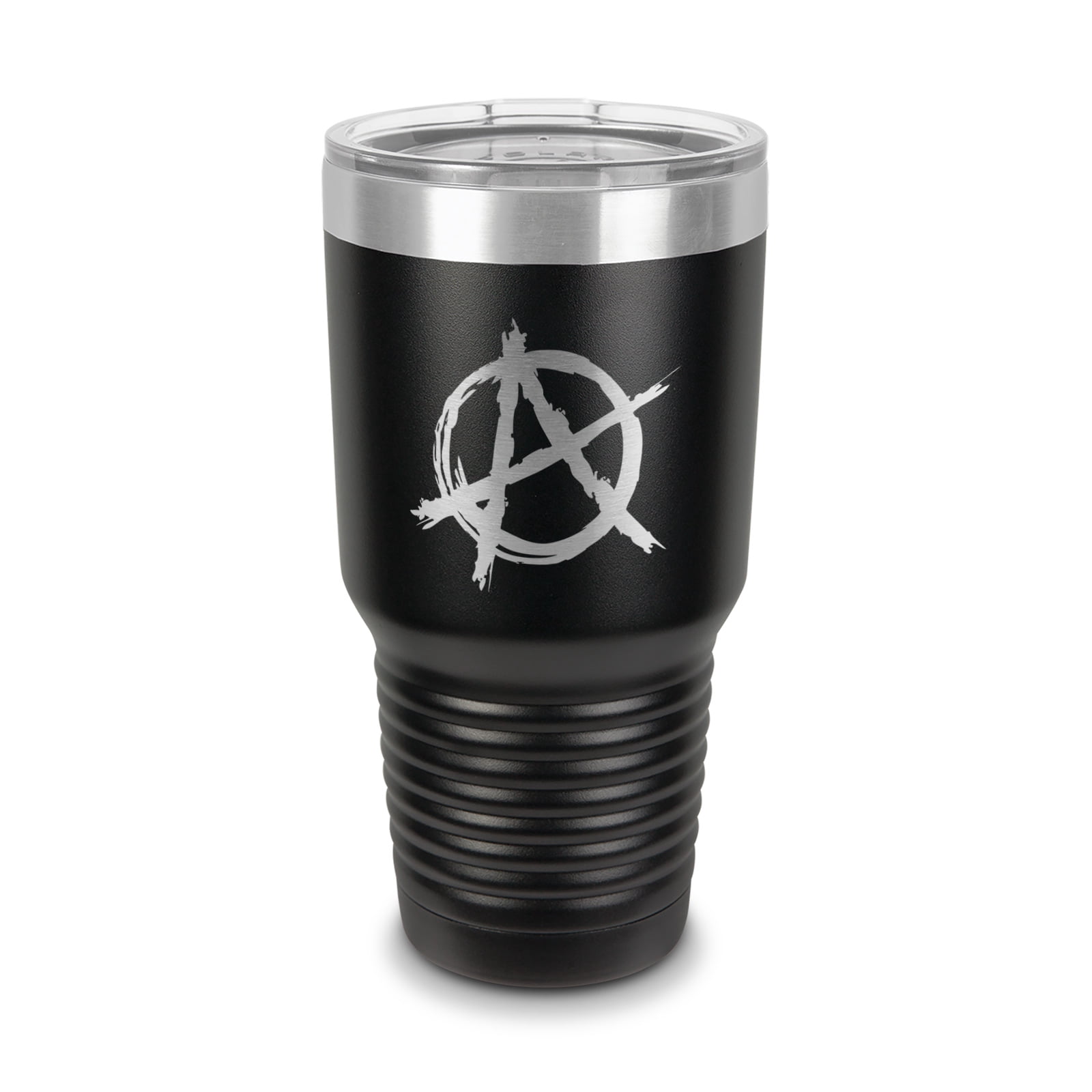 Anarchy Symbol Tumbler 30 oz - Laser Engraved w/ Clear Lid - Stainless ...