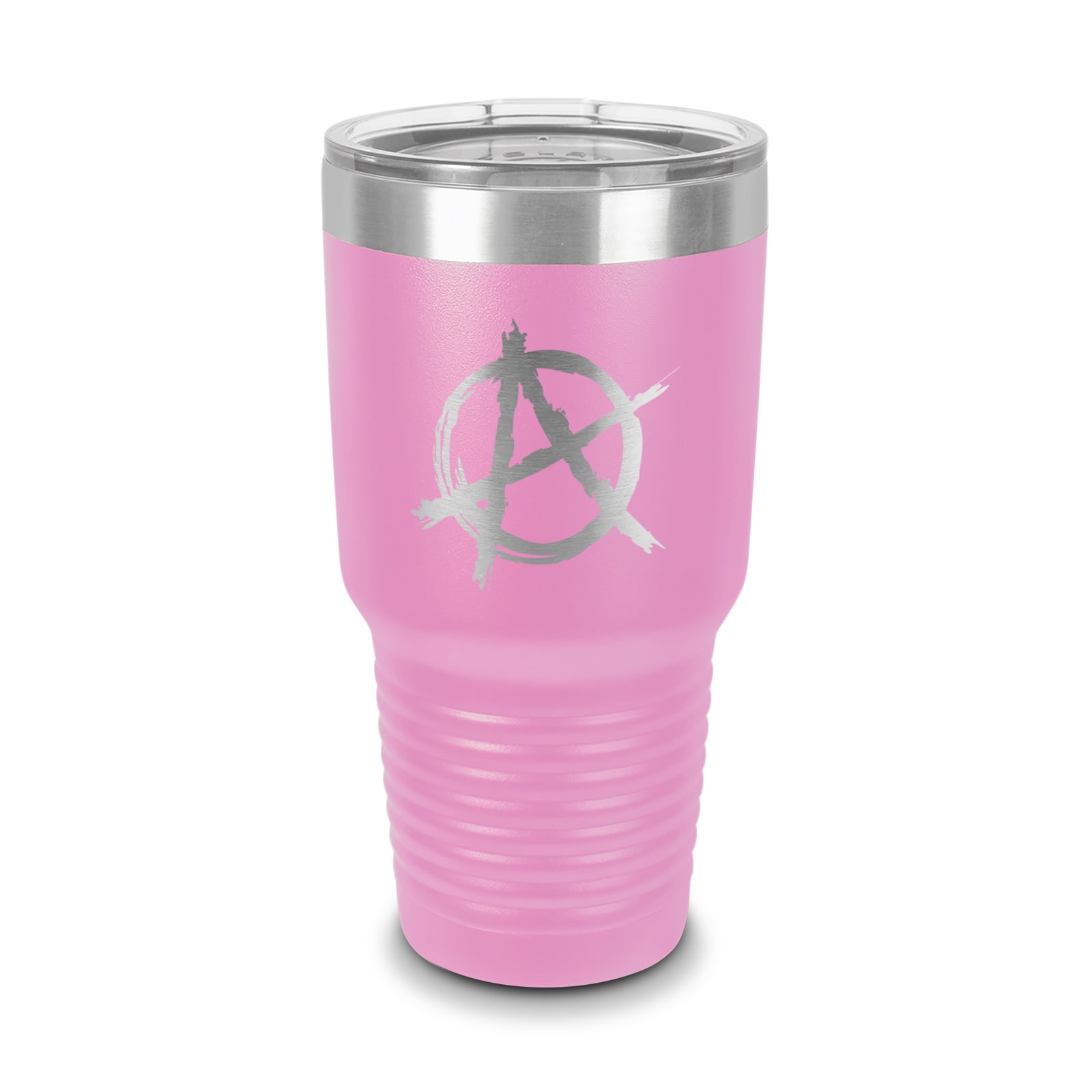 Anarchy Symbol Tumbler 30 oz - Laser Engraved w/ Clear Lid - Stainless ...