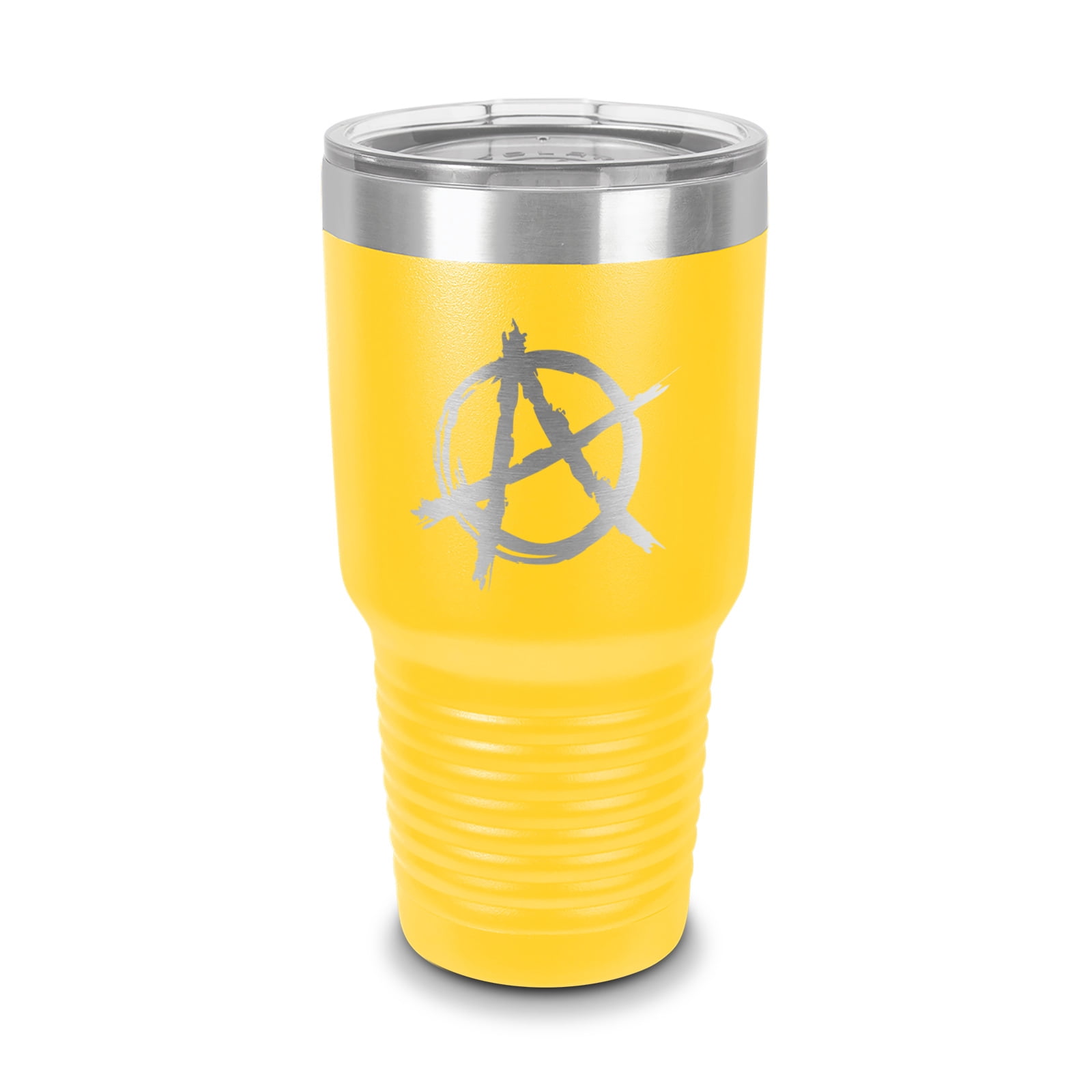 Anarchy Symbol Tumbler 30 oz - Laser Engraved w/ Clear Lid - Stainless ...