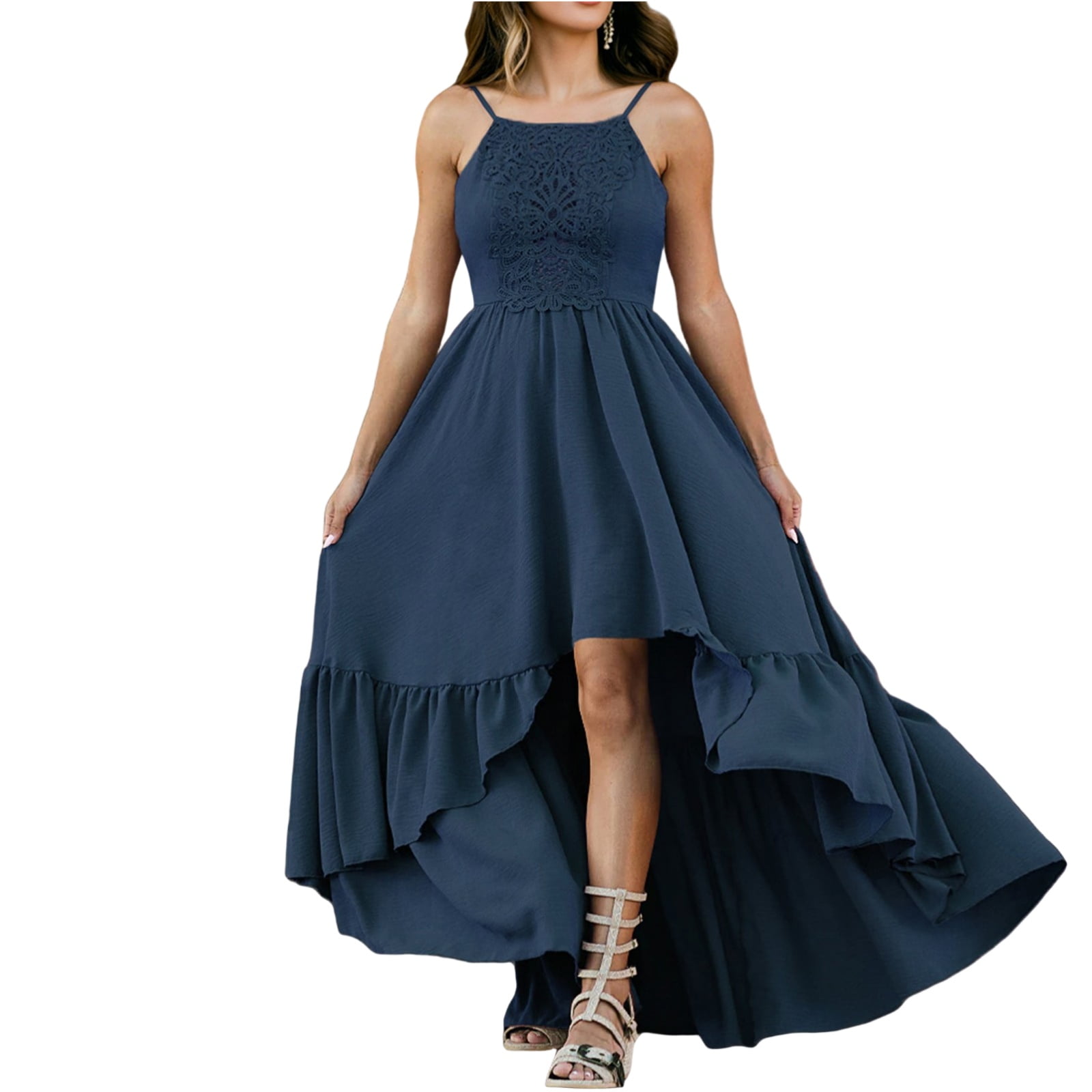 Anarkali Dress For Women, Spaghetti Strap Sexy Slim Fit Embroidery Lace ...