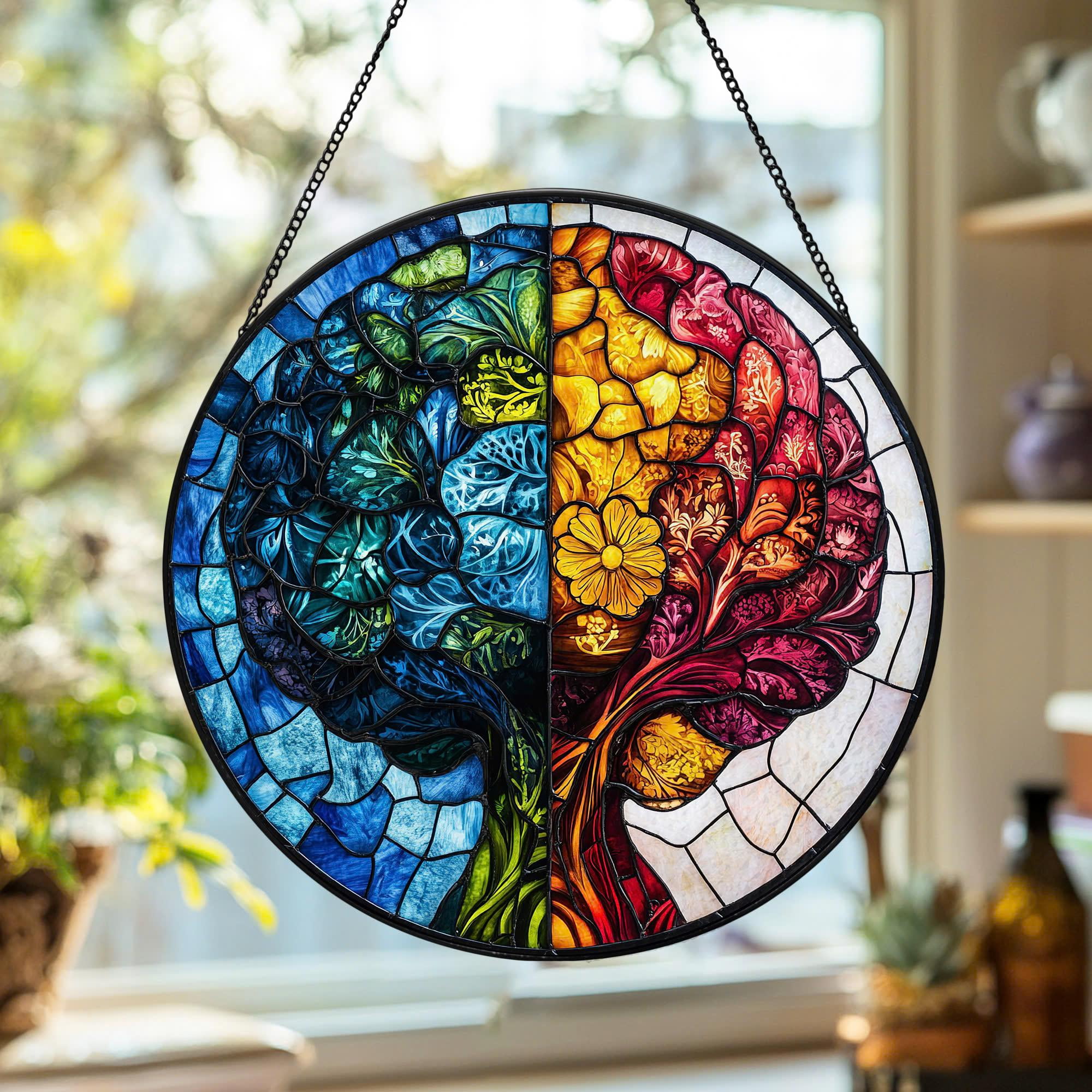 Anatomical Brain Stained Glass Suncatcher, Psychology Office Decor ...