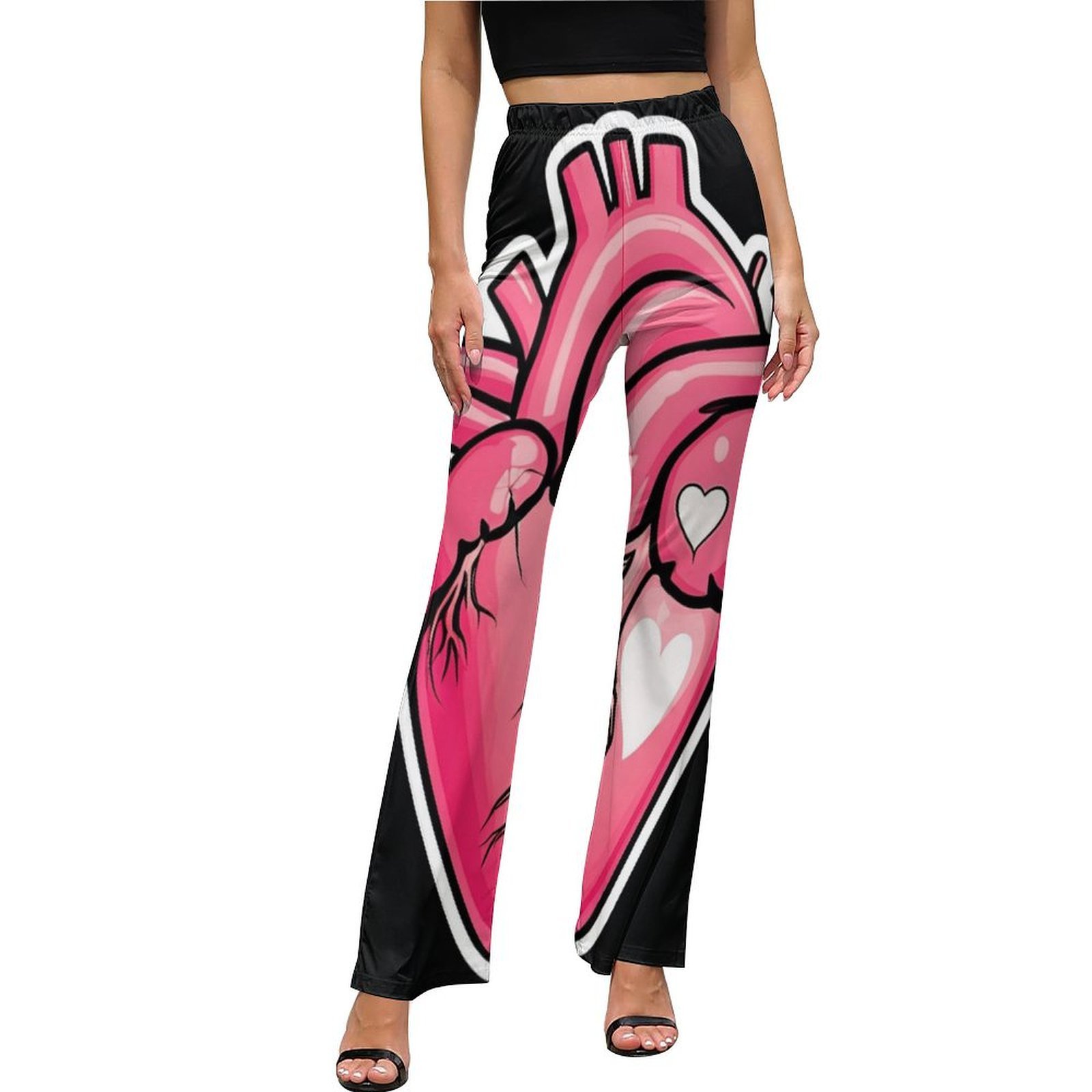 Anatomical Heart Art High Waisted Casual Flared Trousers Summer Home ...