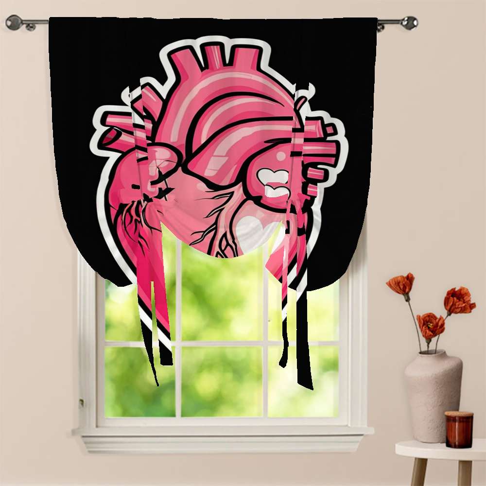 Anatomical Heart Art Window Curtain for Living Room Roman Curtain ...