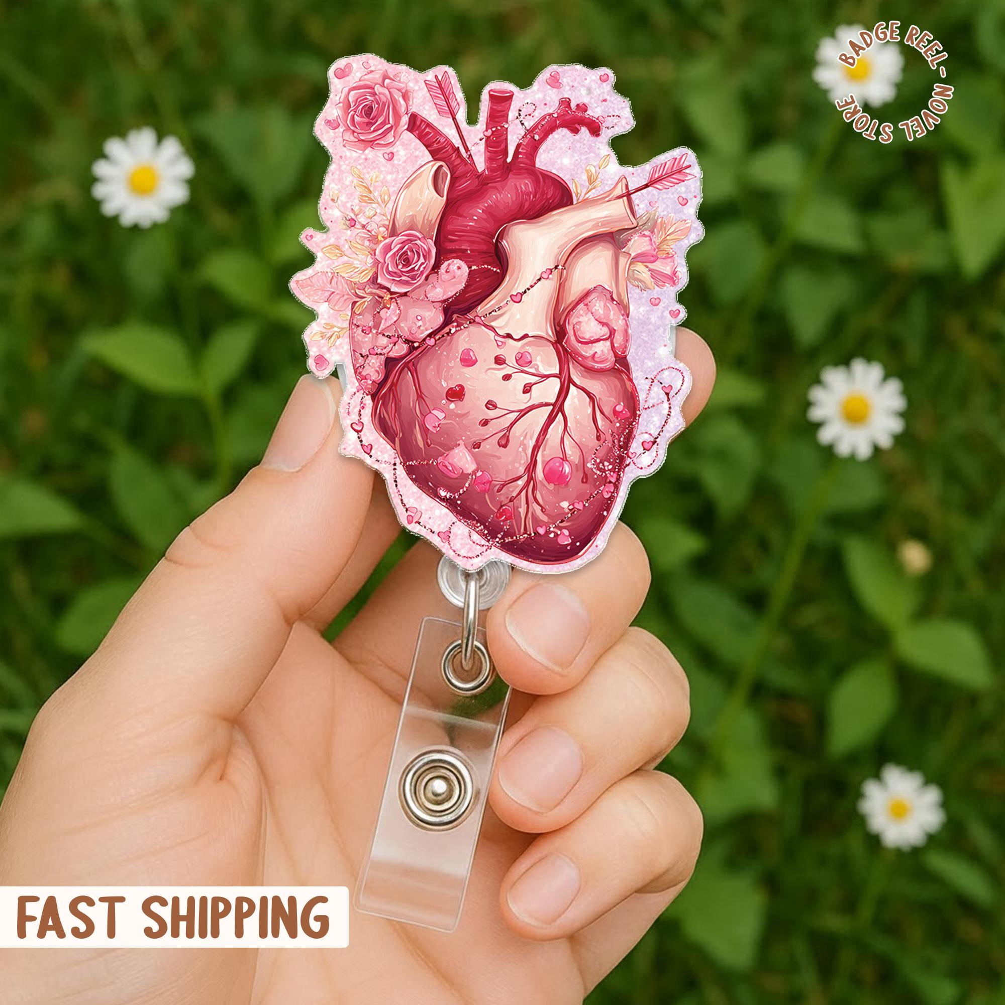 Anatomical Heart Badge Reel Valentine ID Holder, Medical Nurse Badge ...