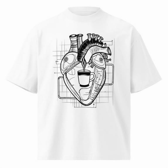 Anatomical Heart Coffee Pour Illustration Artistic Line Art Design ...