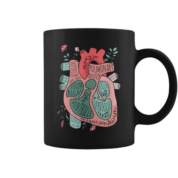 Anatomical Heart Cvicu Cardiac Nurse Cardiology Human Heart Coffee Mugs ...
