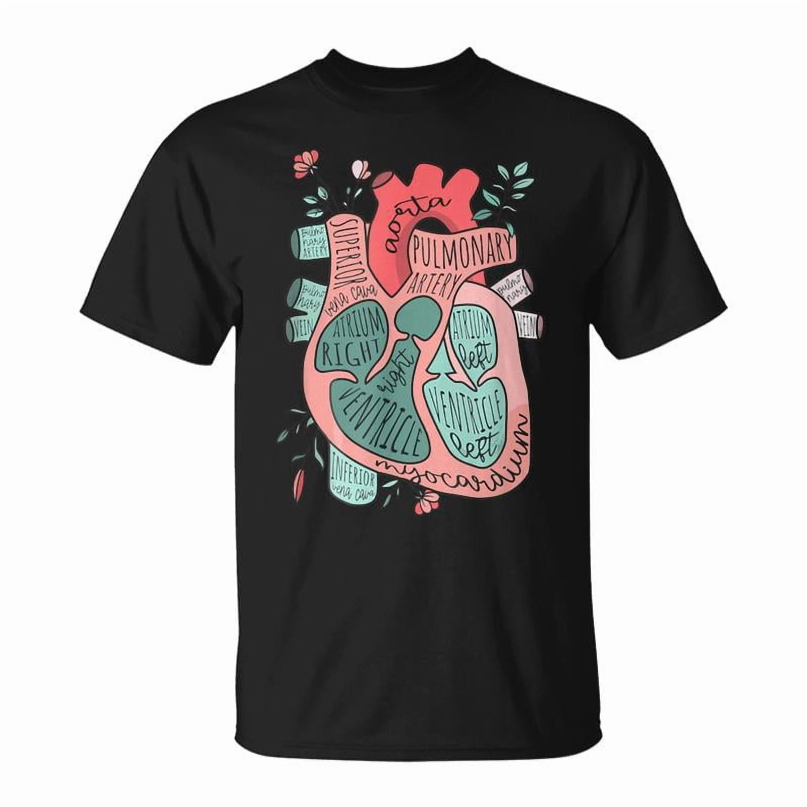 Anatomical Heart Cvicu Cardiac Nurse Cardiology Human Heart TShirt ...