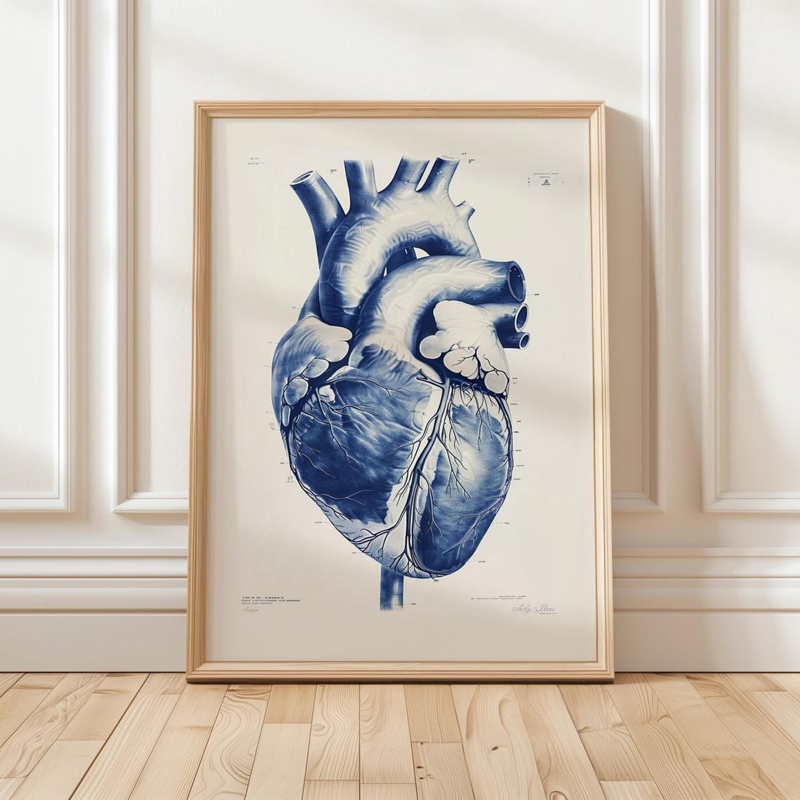 Anatomical Heart Medical Wall Art Vintage Human Illustration Science ...