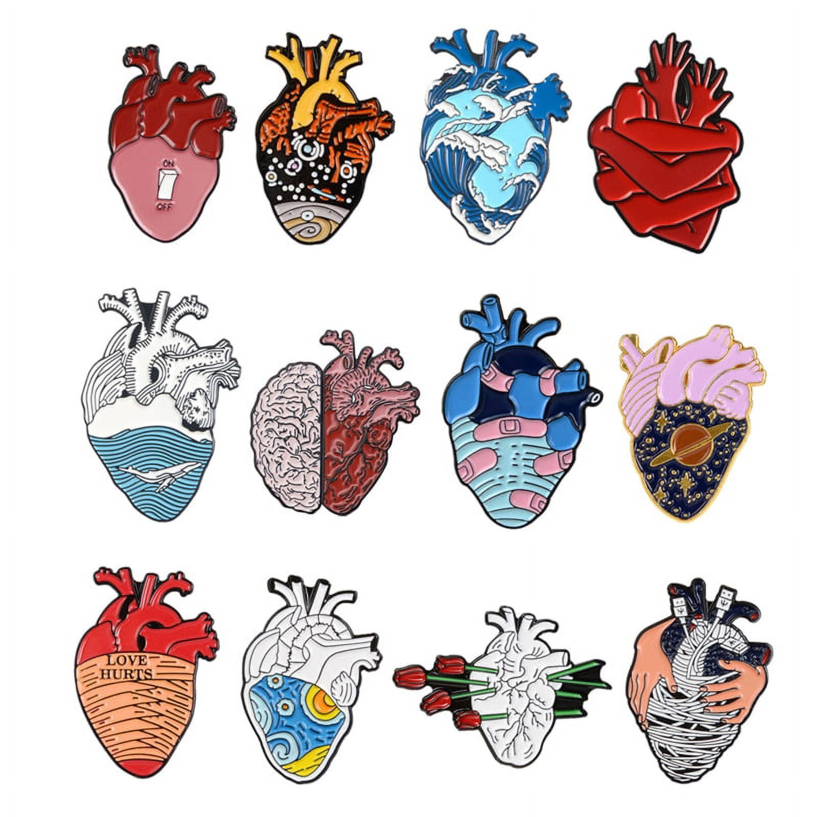 Anatomical Heart Pins - Nursing Student Graduation Gift - 12 Piece ...