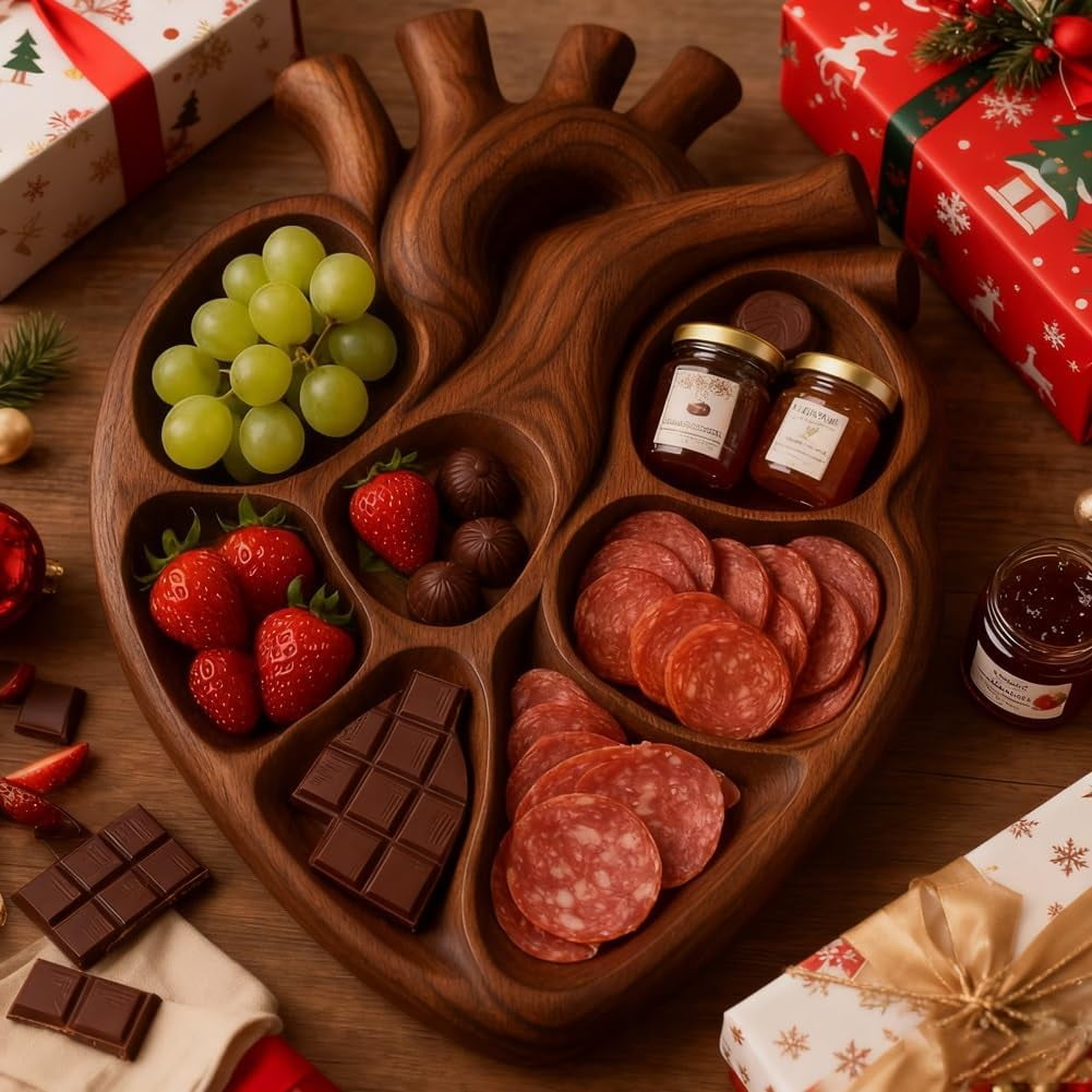 Anatomical Heart Wood Serving Tray - Detailed Chamber Structure Wooden ...
