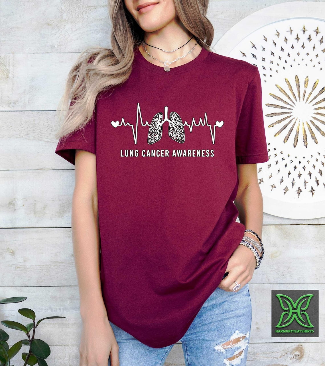 Anatomical Lung Heartbeat Shirt, Lung Cancer Awareness Tee,Lung Cancer ...