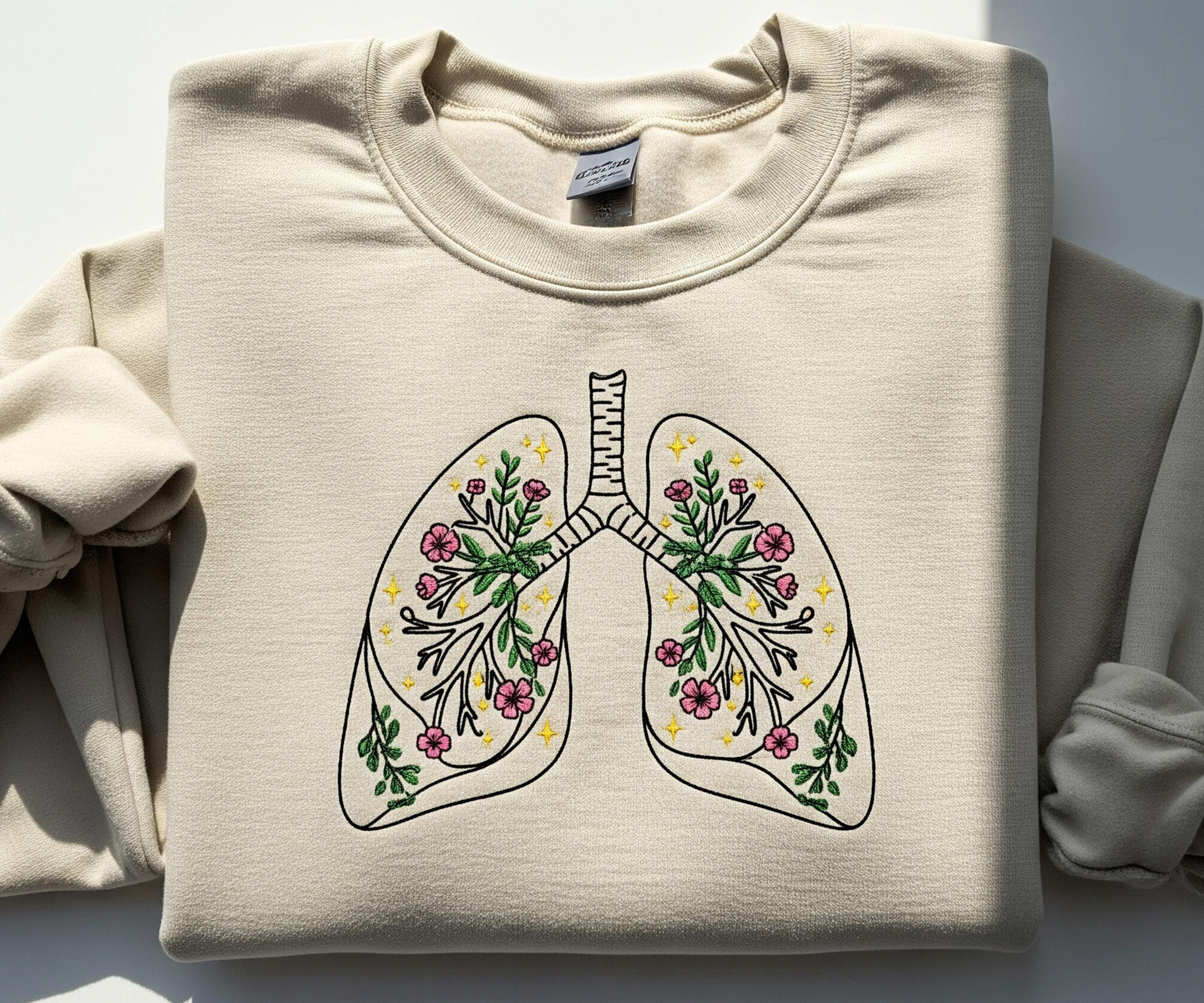 Anatomical Lung Shirt, Floral Lungs Graphic Tee, Respiratory Therapist ...