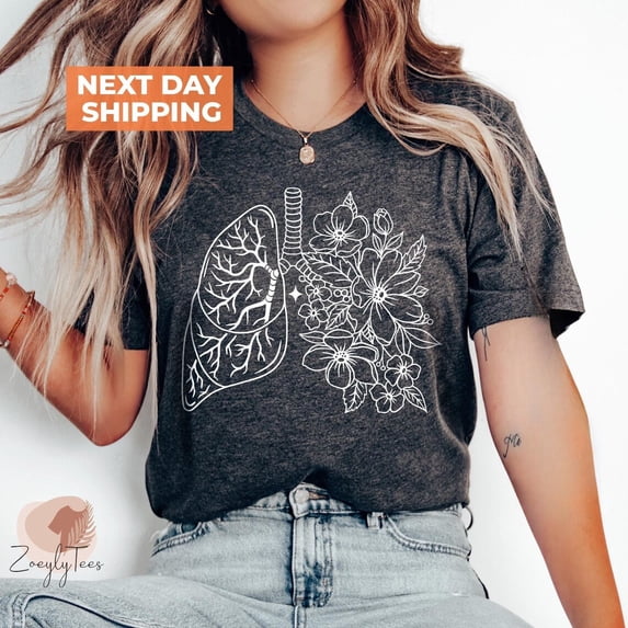 Anatomical Lung Shirt, Floral Lungs Shirt, Therapist Shirt, Respiratory ...