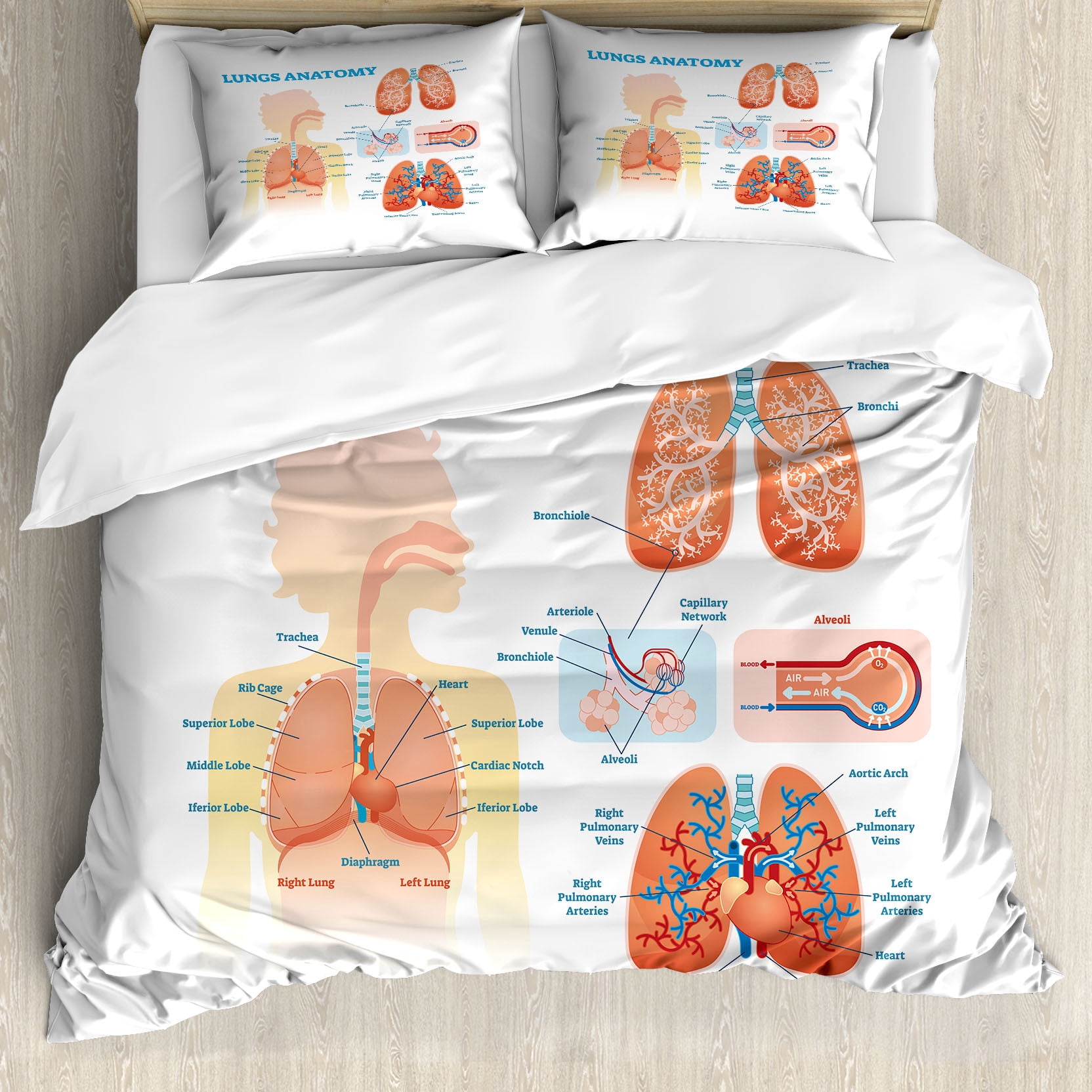 Anatomy Duvet Cover Set, Lungs Structure Bronchi Parts Biology Plain ...