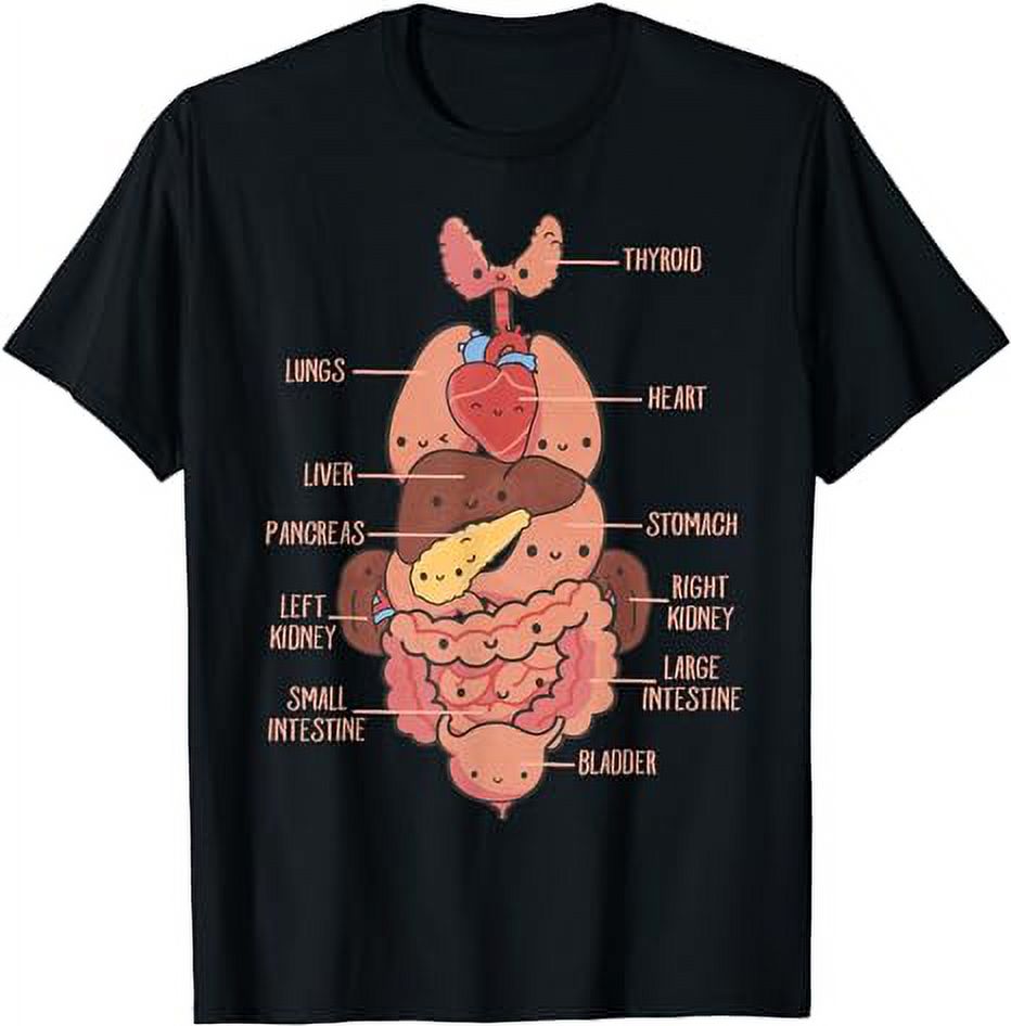 Anatomy Human Torso Heart Lungs Organs Cute Medical Graphic T-Shirt ...