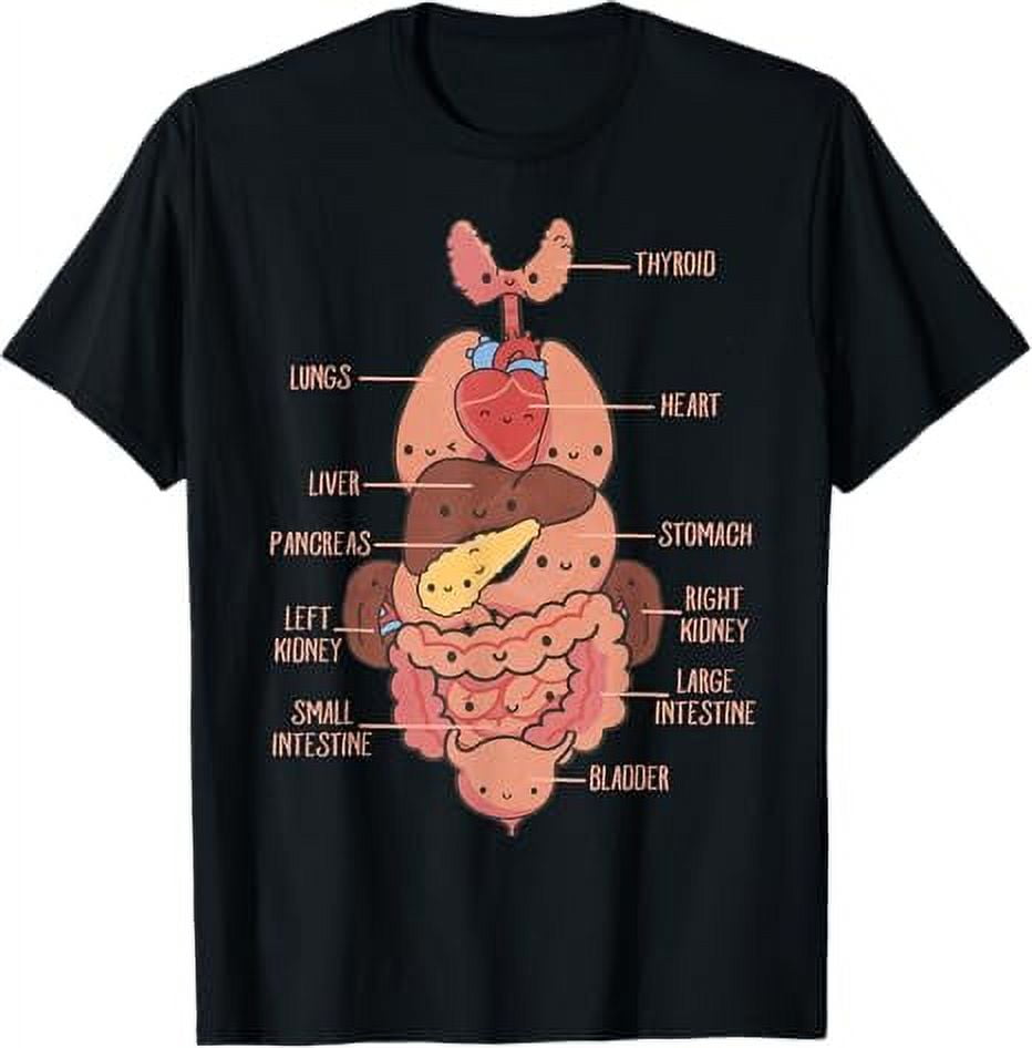 Anatomy Human Torso Heart Lungs Organs Cute Medical Graphic T-Shirt ...