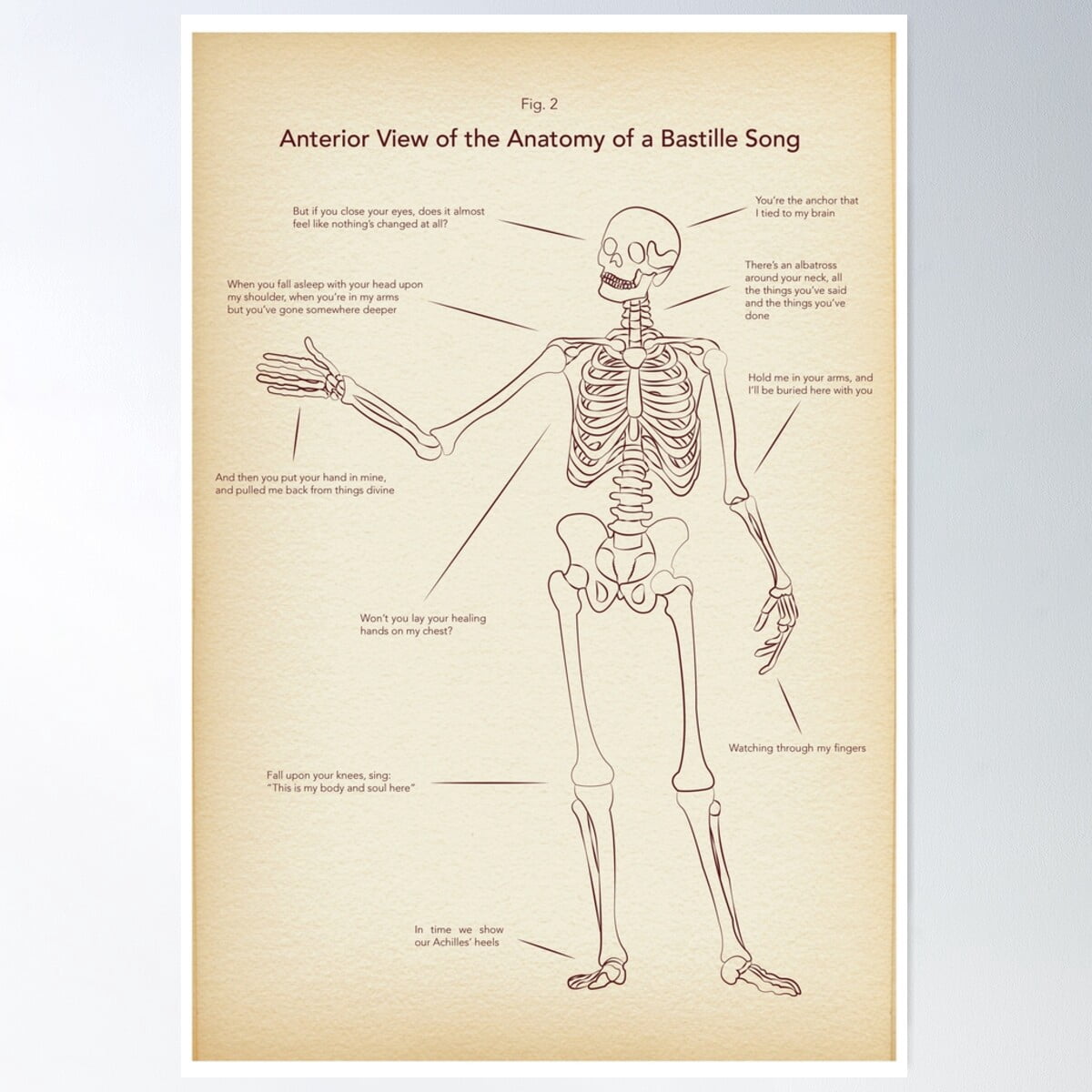 Anatomy Of A Bastille Song Poster Wall Art, Modern Wall Decor For ...