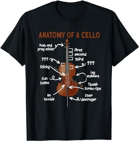 Anatomy Of A Cello Cellist Cello Lover Cello Player T-Shirt - Walmart.com