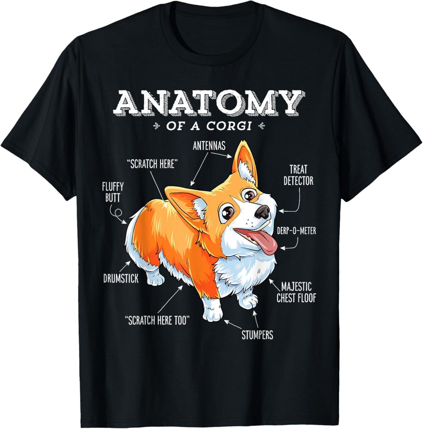 Anatomy Of A Corgi Funny Dog Lovers Men Women Boys Girls T-Shirt ...