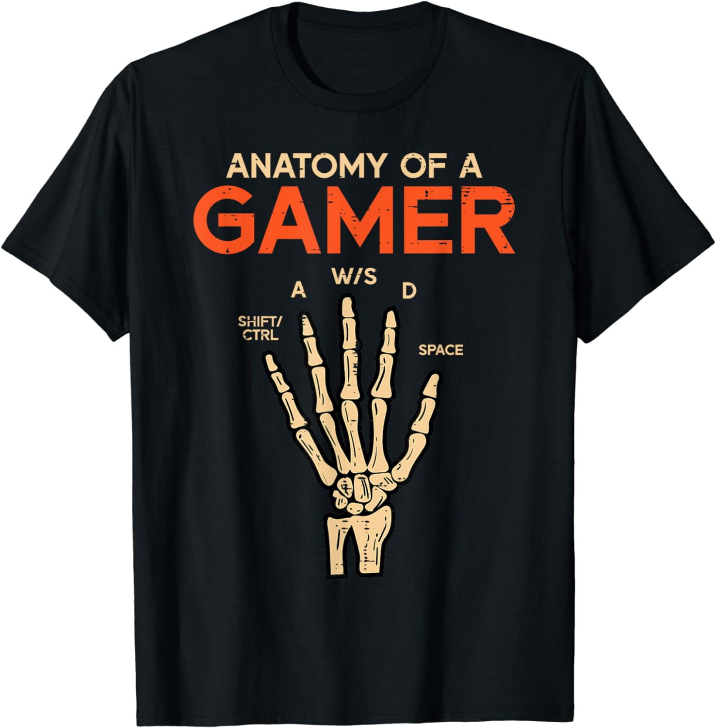 Anatomy Of A Gamer Skeleton Hand Funny Men Boys Kids Teens T-Shirt ...