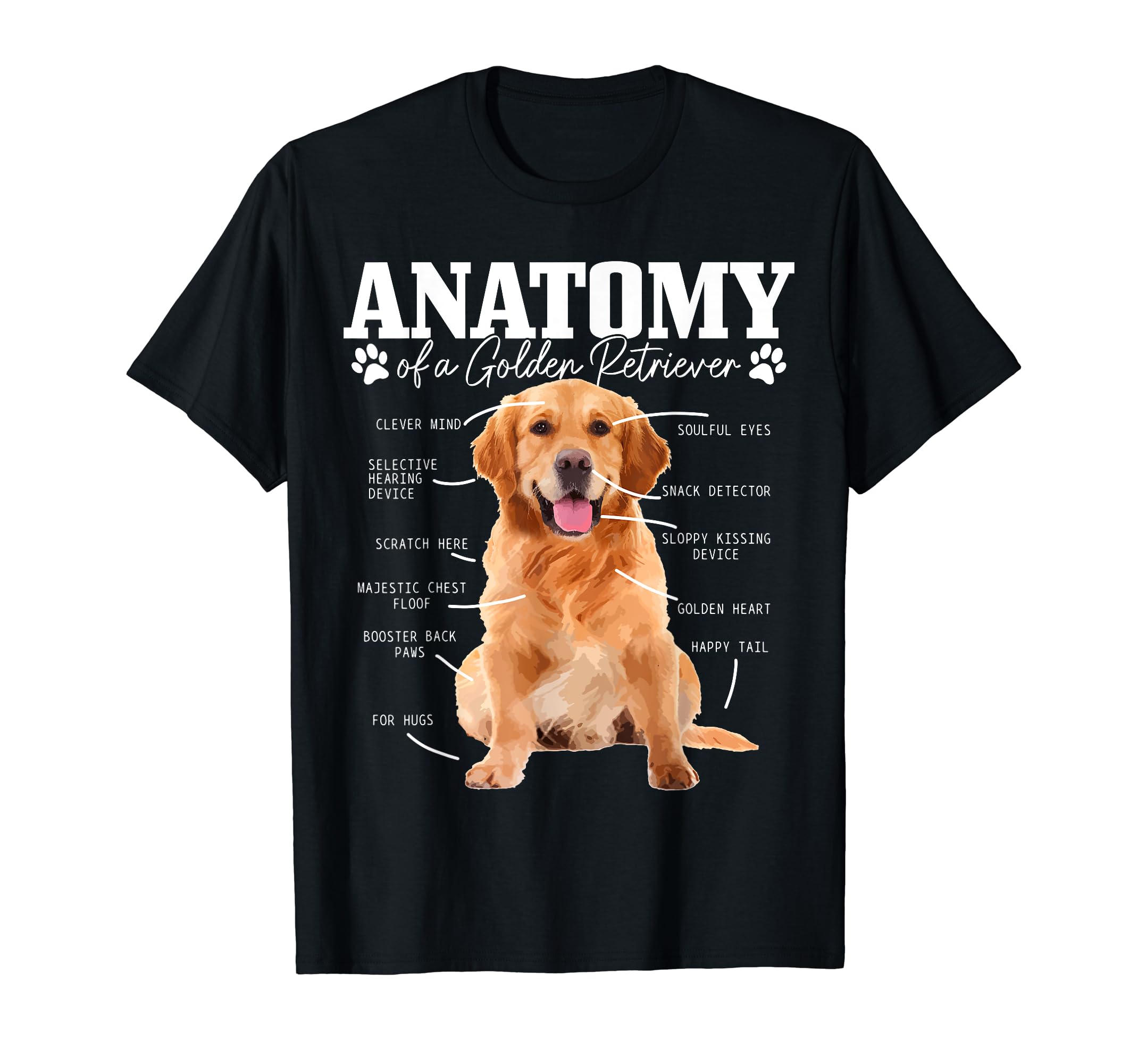 Anatomy Of A Golden Retriever Funny Cute Dog Mom Dad Short Sleeve Black T-Shirt - Walmart.com